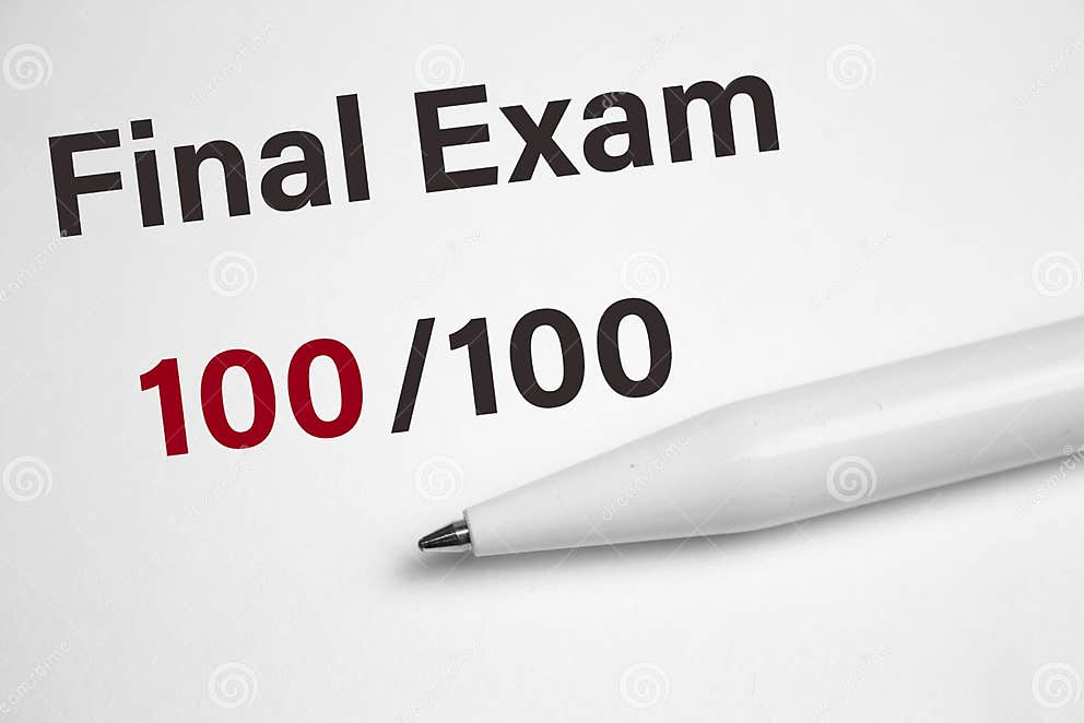Final Exam Marked with 100 Isolated on White. Stock Photo - Image of ...