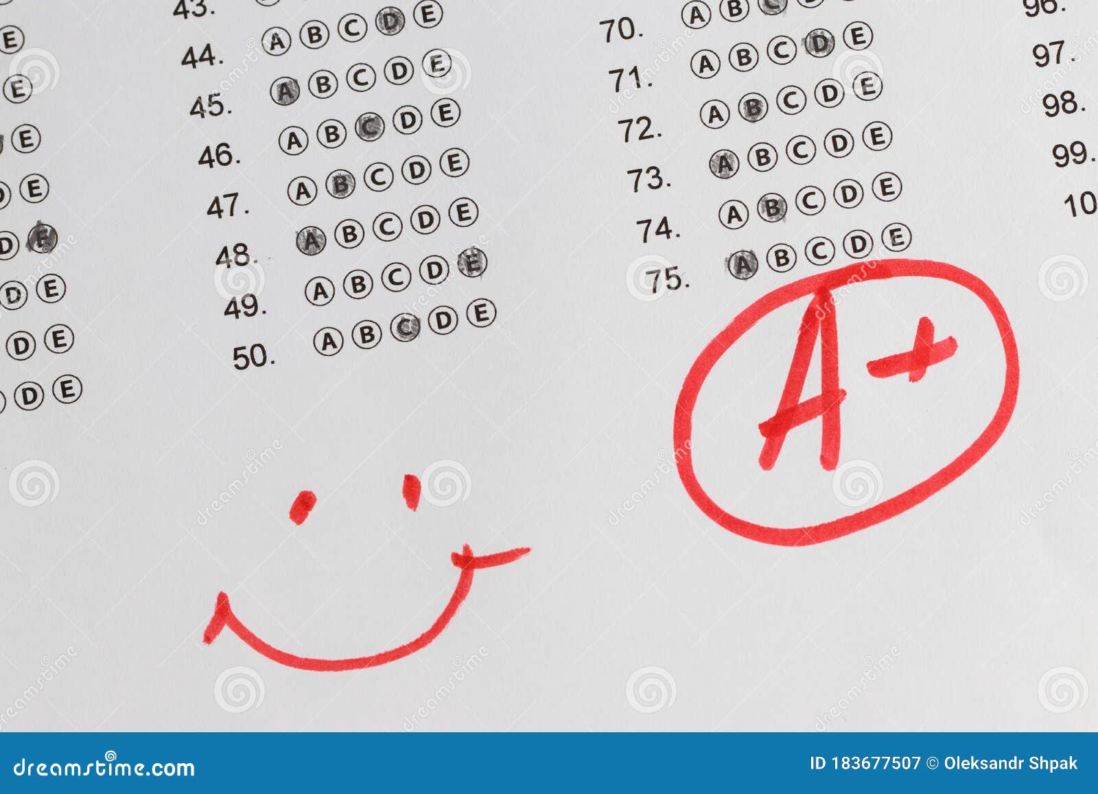Final Exam Marked with a+ with Red Pencil Stock Image - Image of ...
