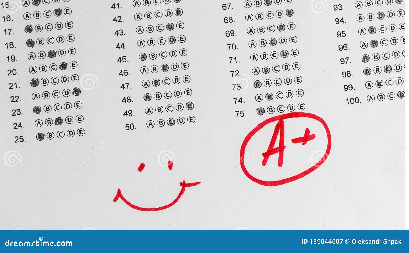 Final Exam Marked with a+ with Red Pencil Stock Image - Image of pass ...