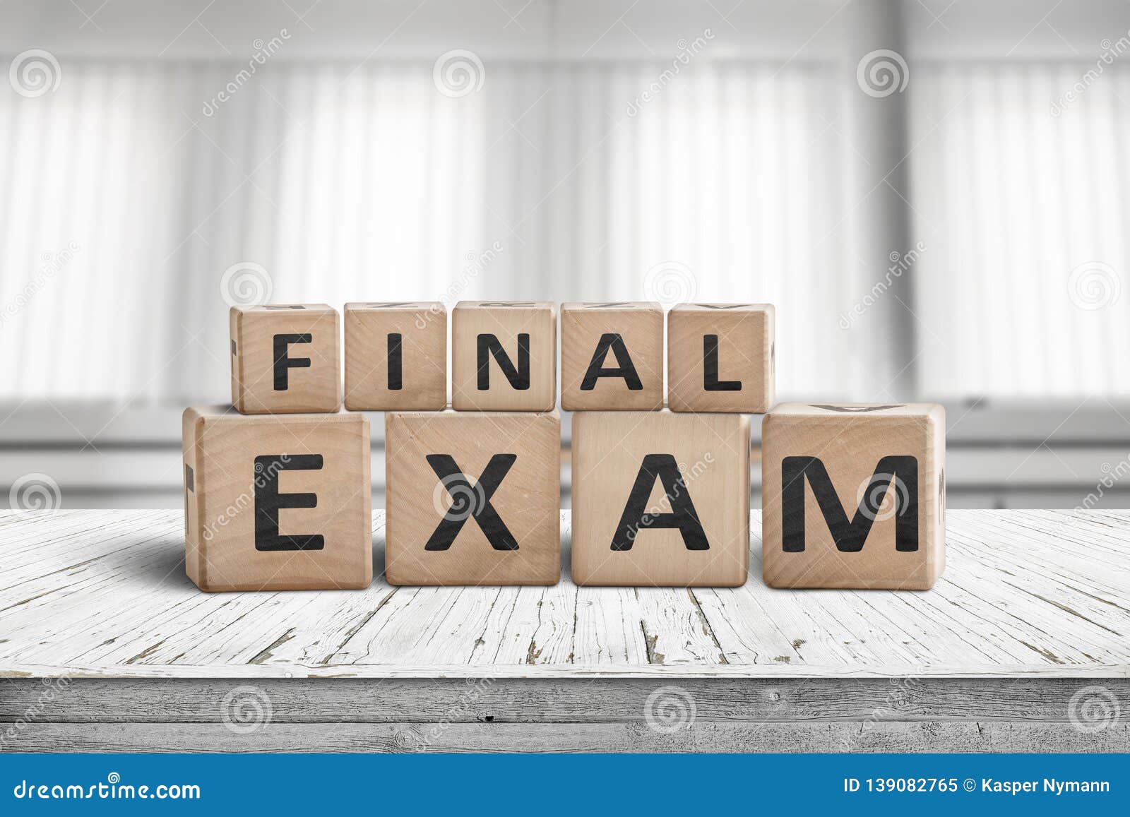Final Exam Sign in a Bright Education Room Stock Image - Image of final ...