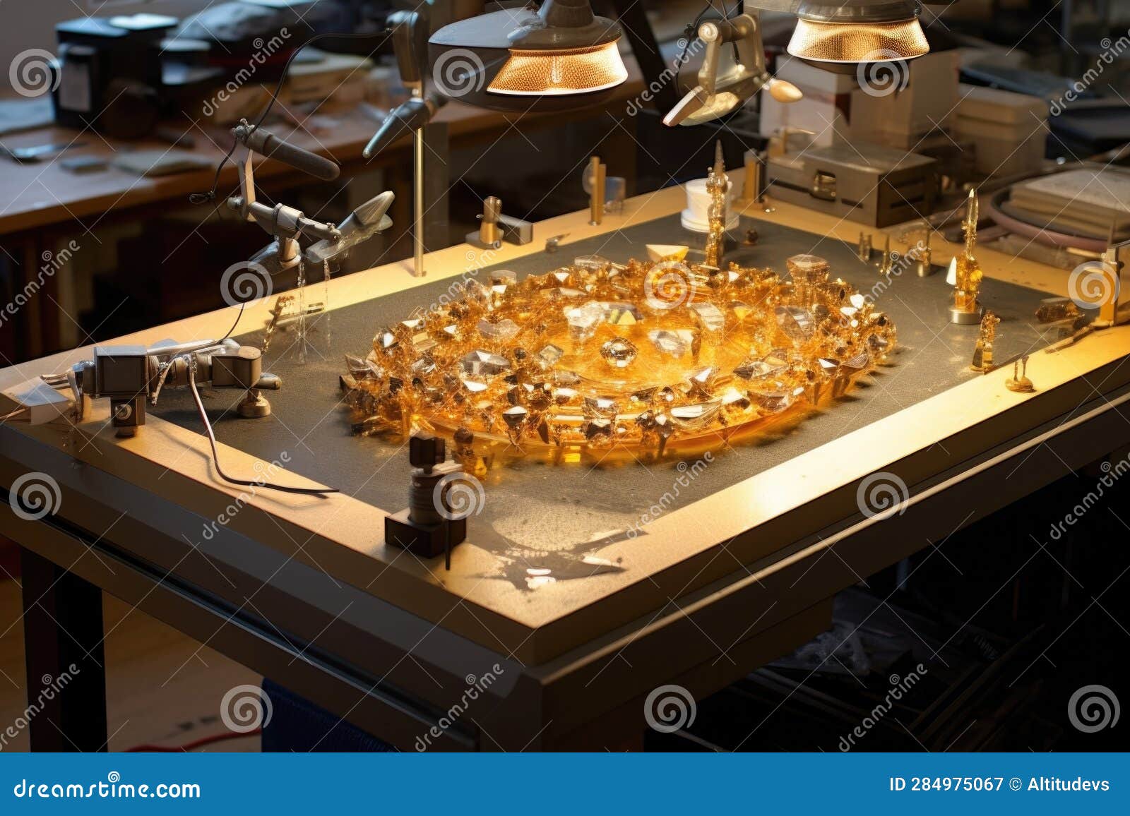 Final Inspection Table for Cut Diamonds Stock Illustration ...