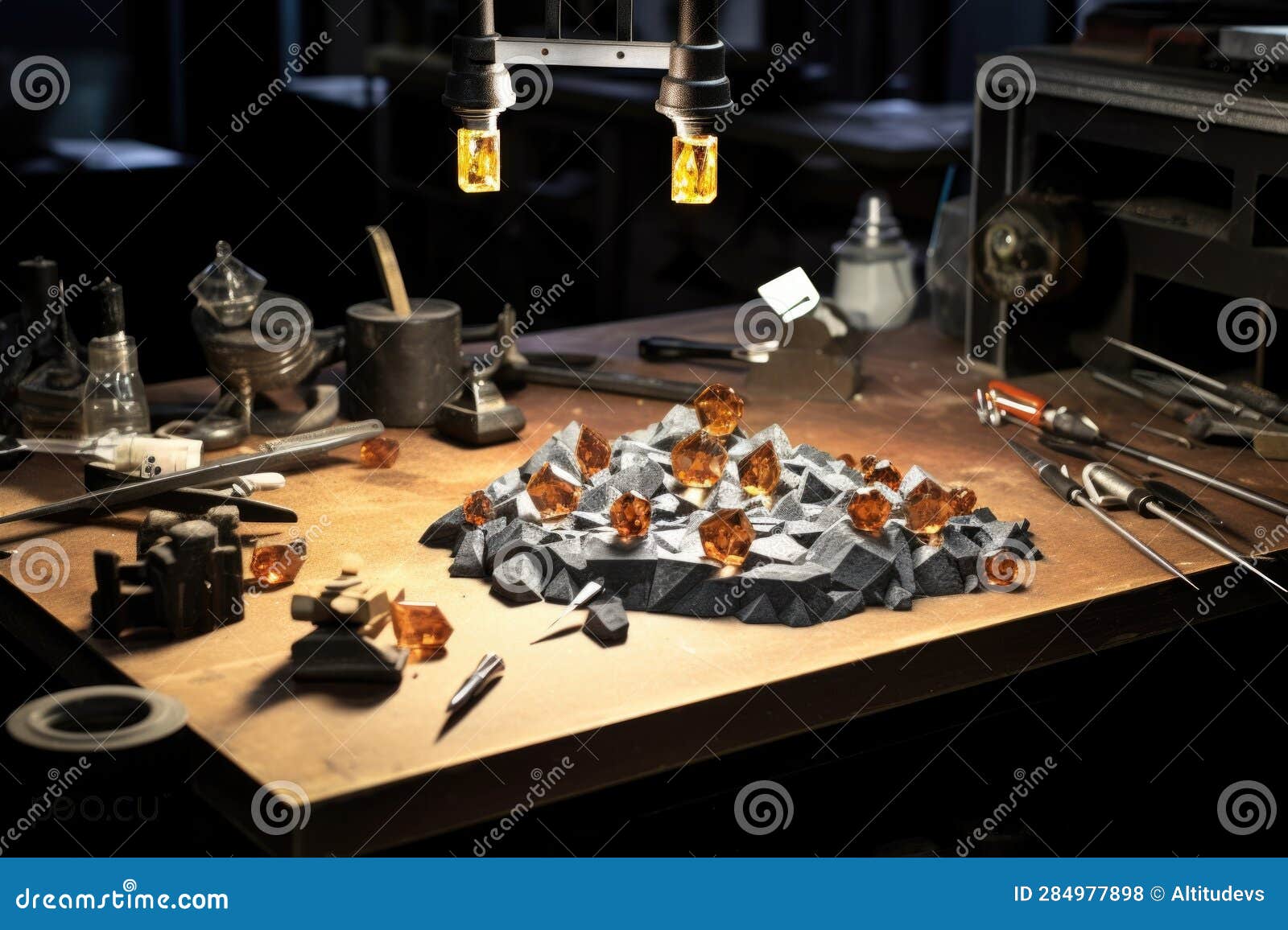 Final Inspection Table for Cut Diamonds Stock Illustration ...
