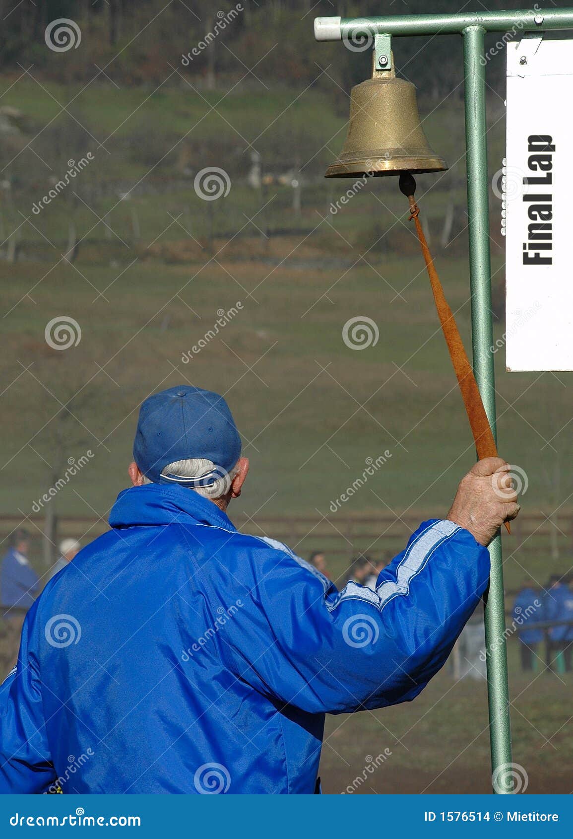 Final lap stock photo. Image of green, dust, jogging, bell - 1576514