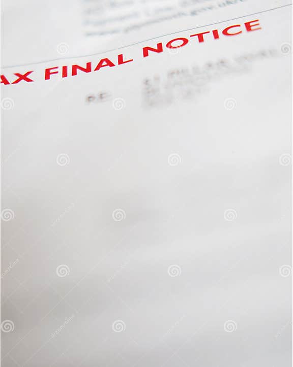Final Notice Financial Problems Stock Image - Image of overextended ...