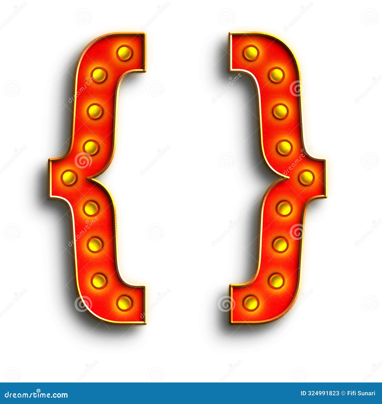 Brackets Broadway Show Circus Carnival Lights Red Symbol Alphabet Stock ...