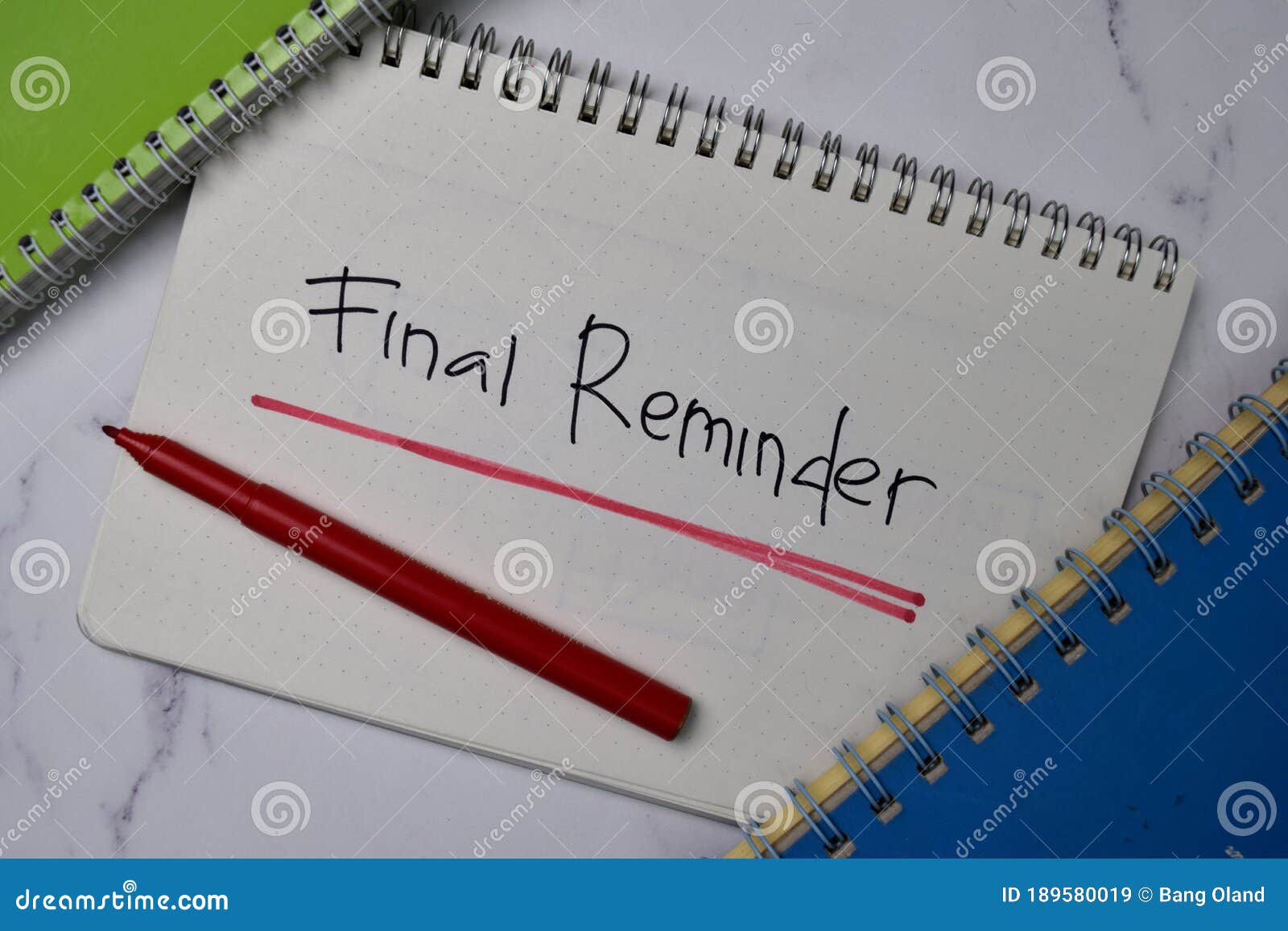 Final Reminder Write on a Book Isolated Wooden Table Stock Image ...