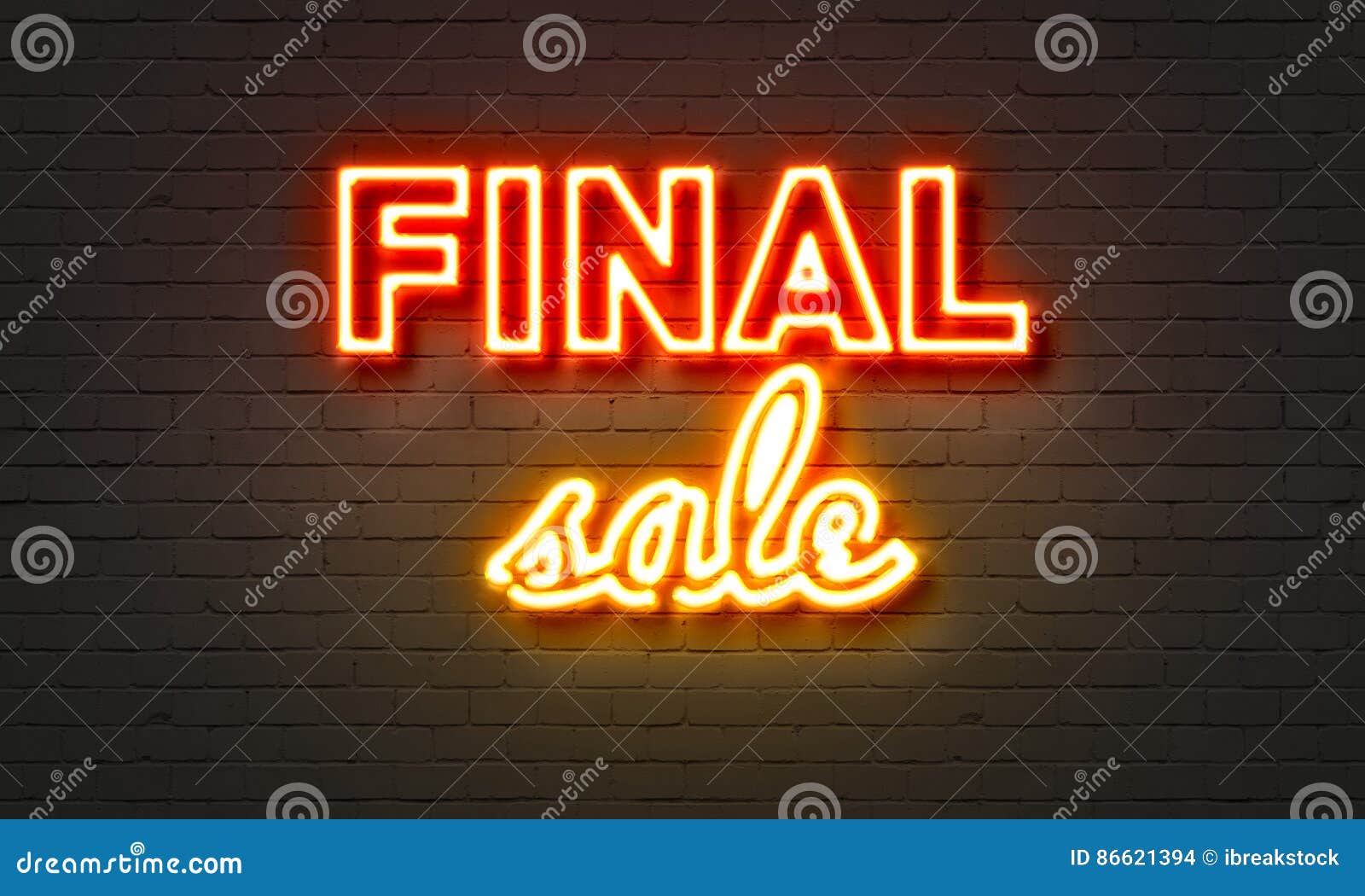 Final Sale Neon Sign on Brick Wall Background. Stock Photo - Image of ...