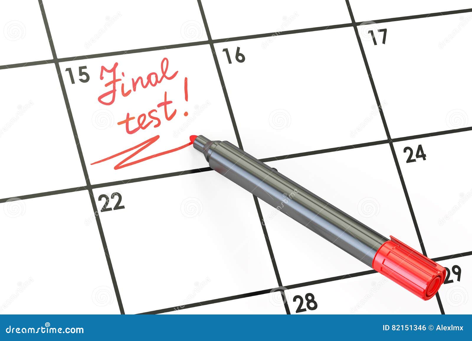Final Test Date on Calendar Concept, 3D Rendering Stock Illustration ...