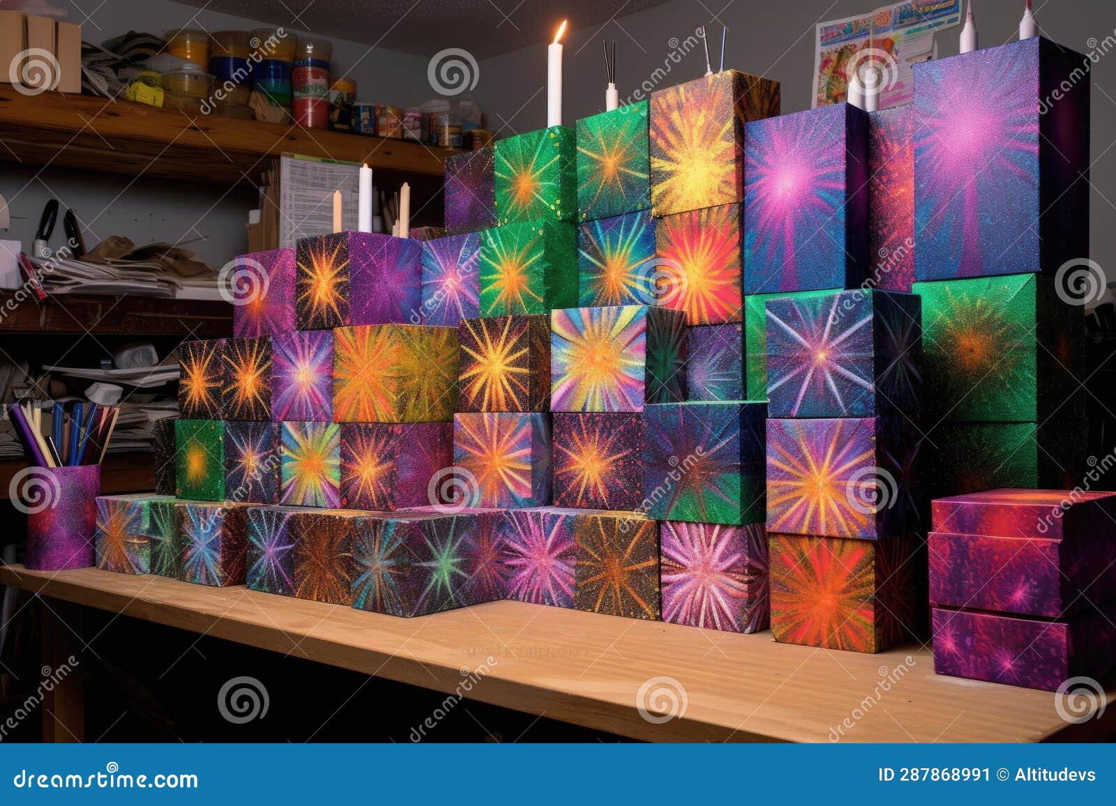 Finalized Fireworks Ready for Packaging Stock Illustration ...
