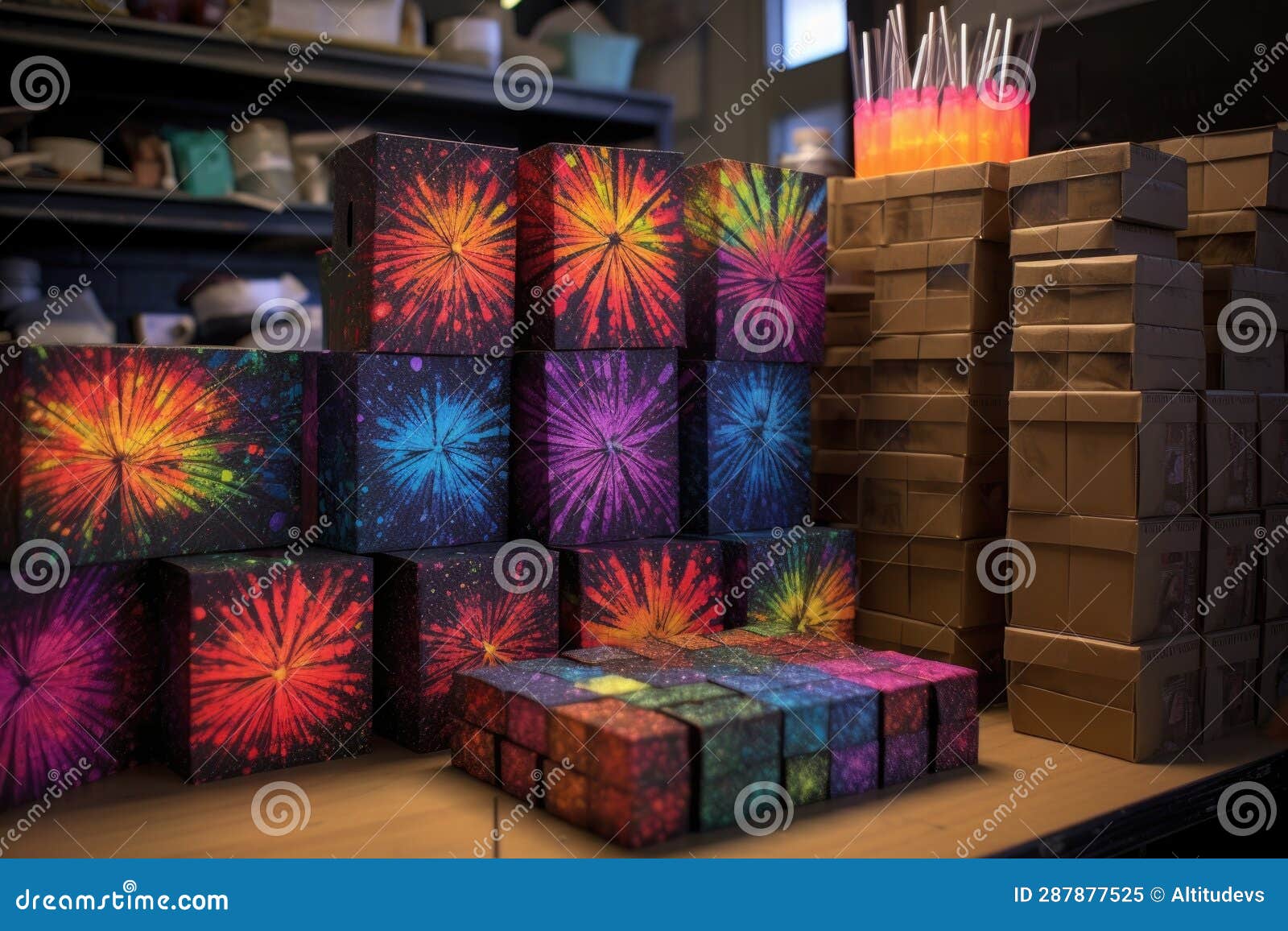 Finalized Fireworks Ready for Packaging Stock Image - Image of bright ...