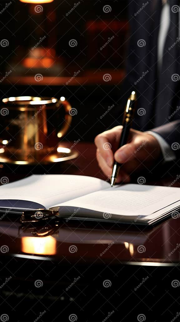 Finalizing Commitment Businessmans Signature on Contract Denotes Formal ...