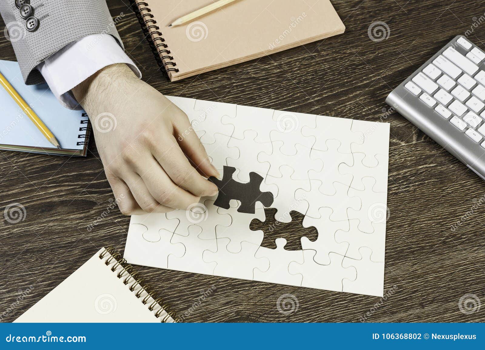 Finally finding solution stock photo. Image of wooden - 106368802