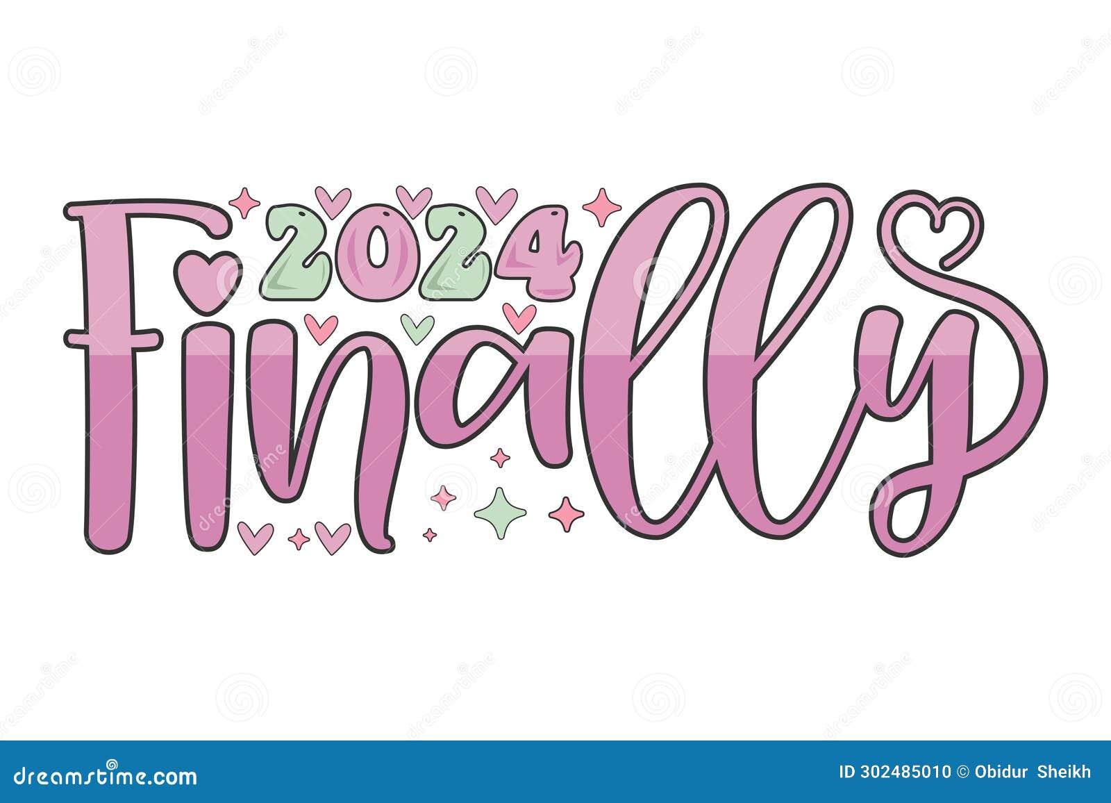 Finally 2024 Typography Vector Sticker Design Stock Vector ...
