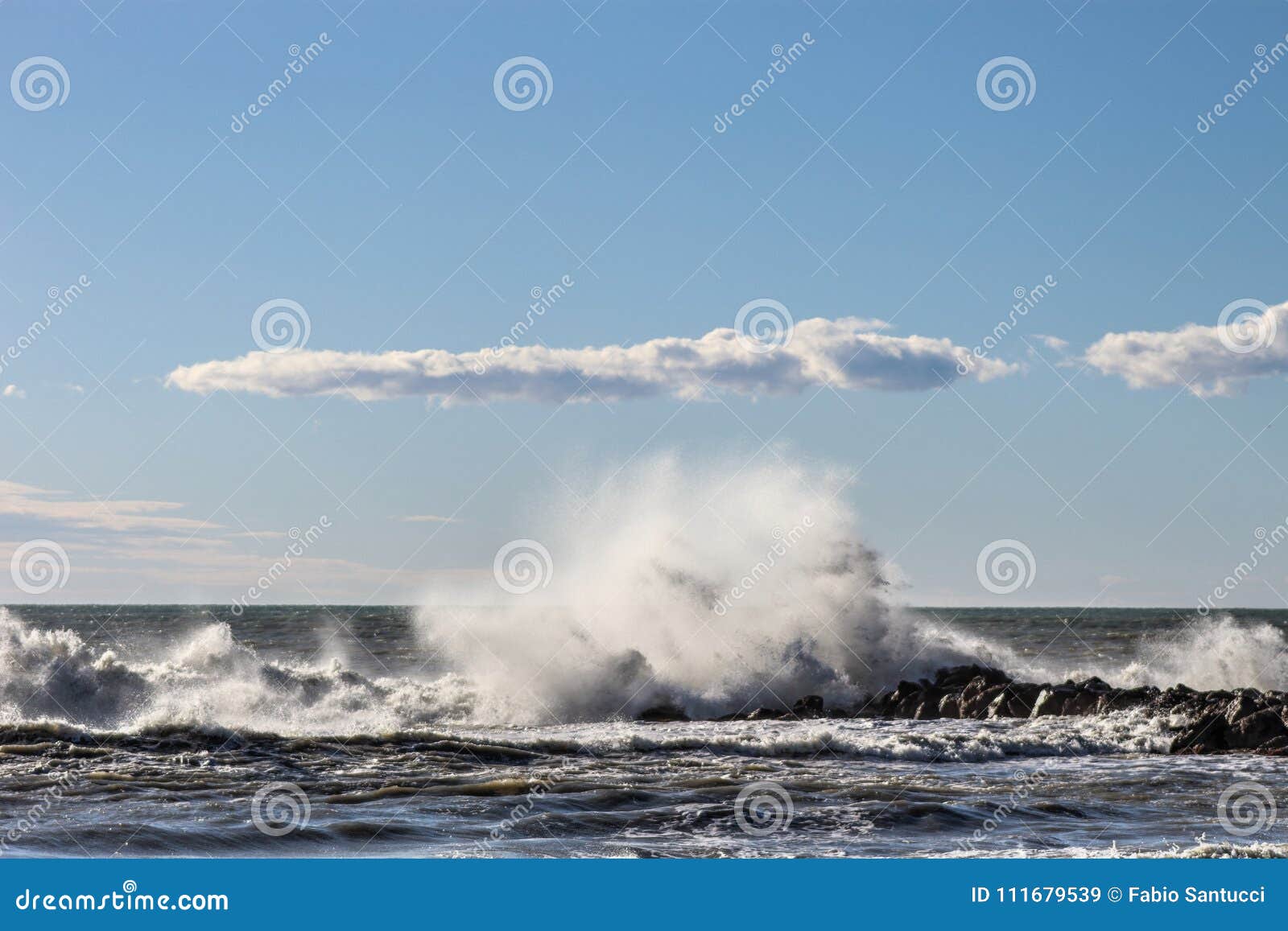 The Wave Break on the Breakwater Stock Image - Image of breaker, break ...