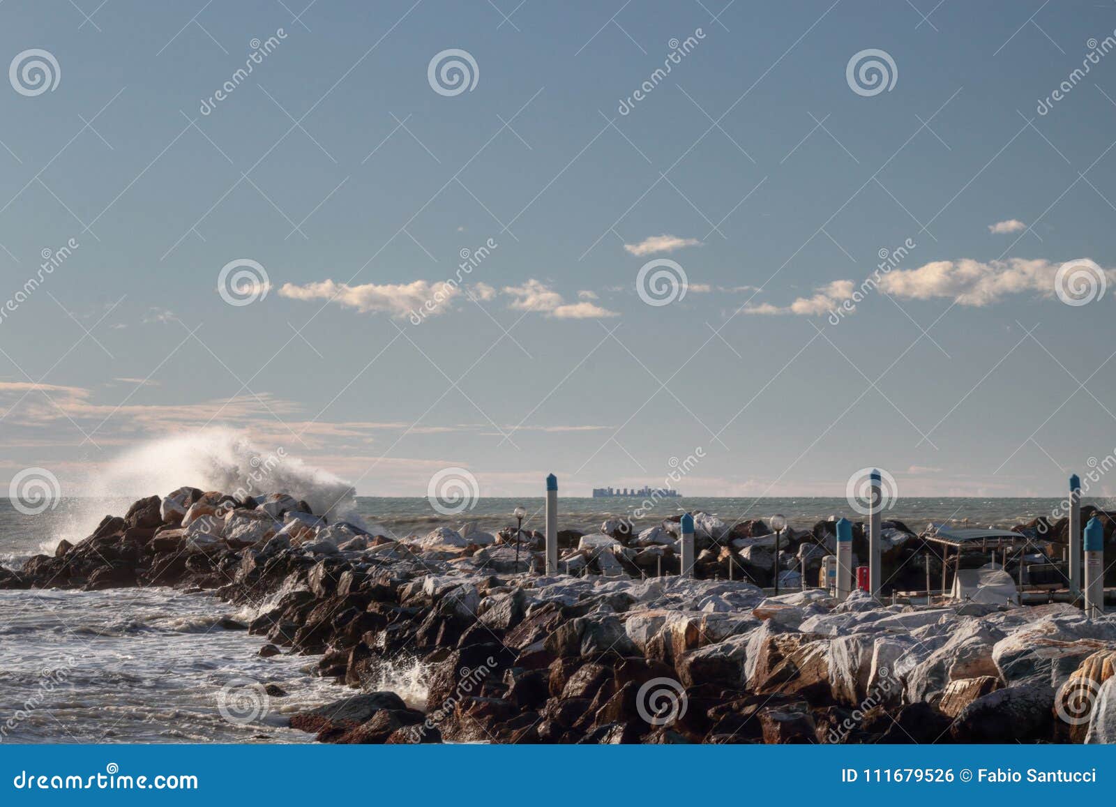 The Wave Break on the Breakwater of the Marina Stock Photo - Image of ...