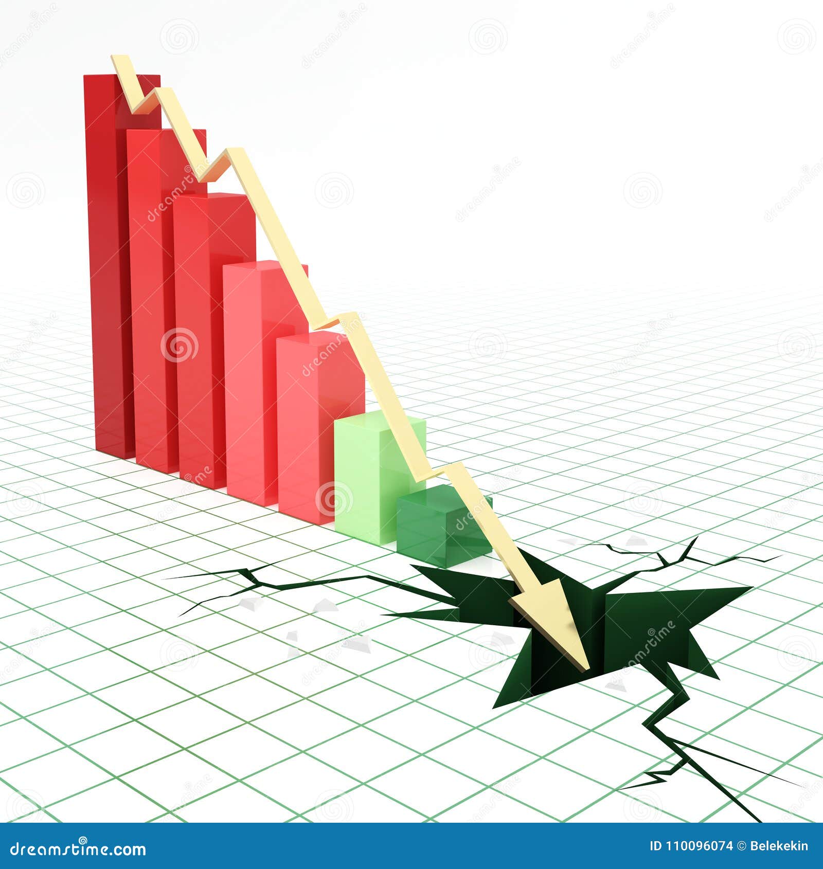 Financal Bar Graph Going Down Stock Illustration - Illustration of ...