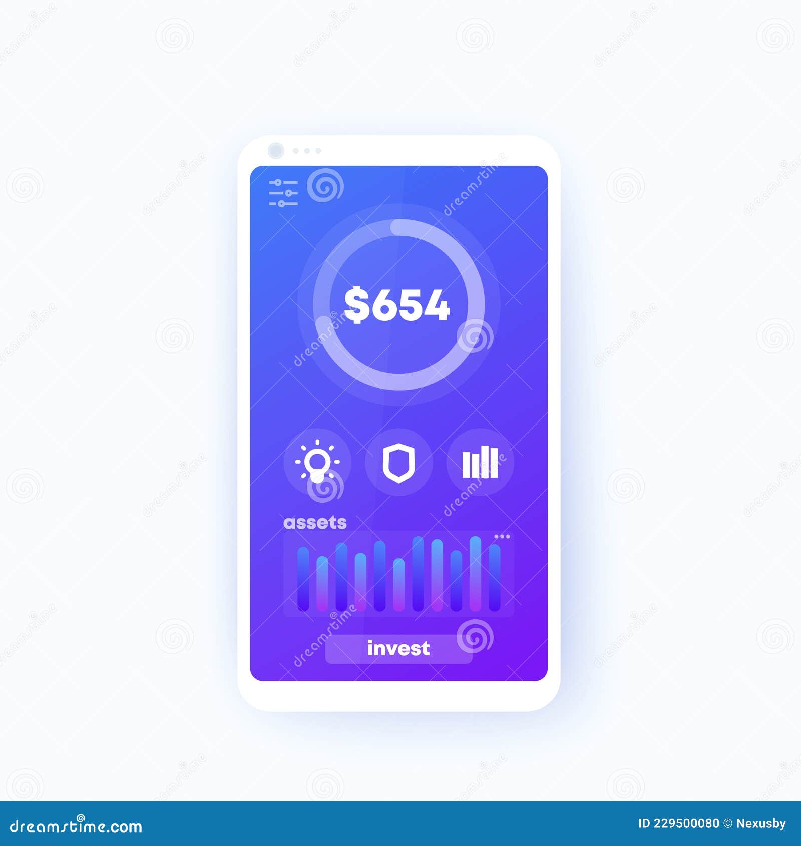 Finance App Mobile Ui Design on Phone Screen Stock Vector ...