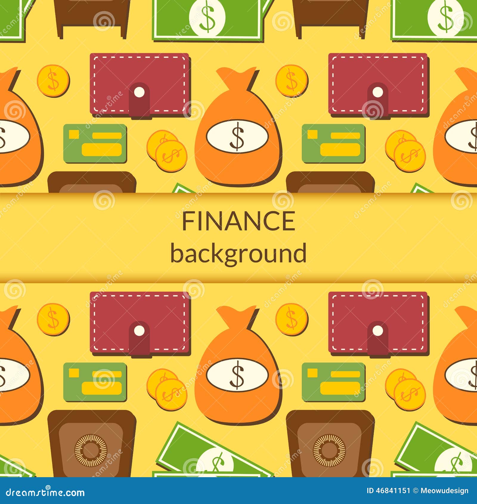 Finance Background with Objects in Flat Style and Stock Vector ...
