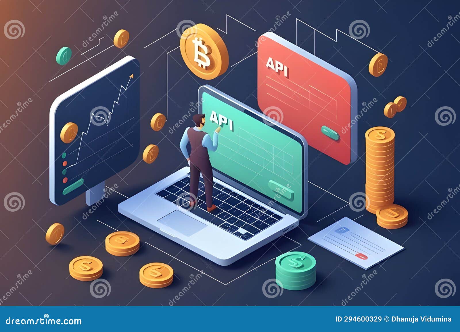 Finance Banking Api Concept 3D Vector Illustration Stock Illustration ...