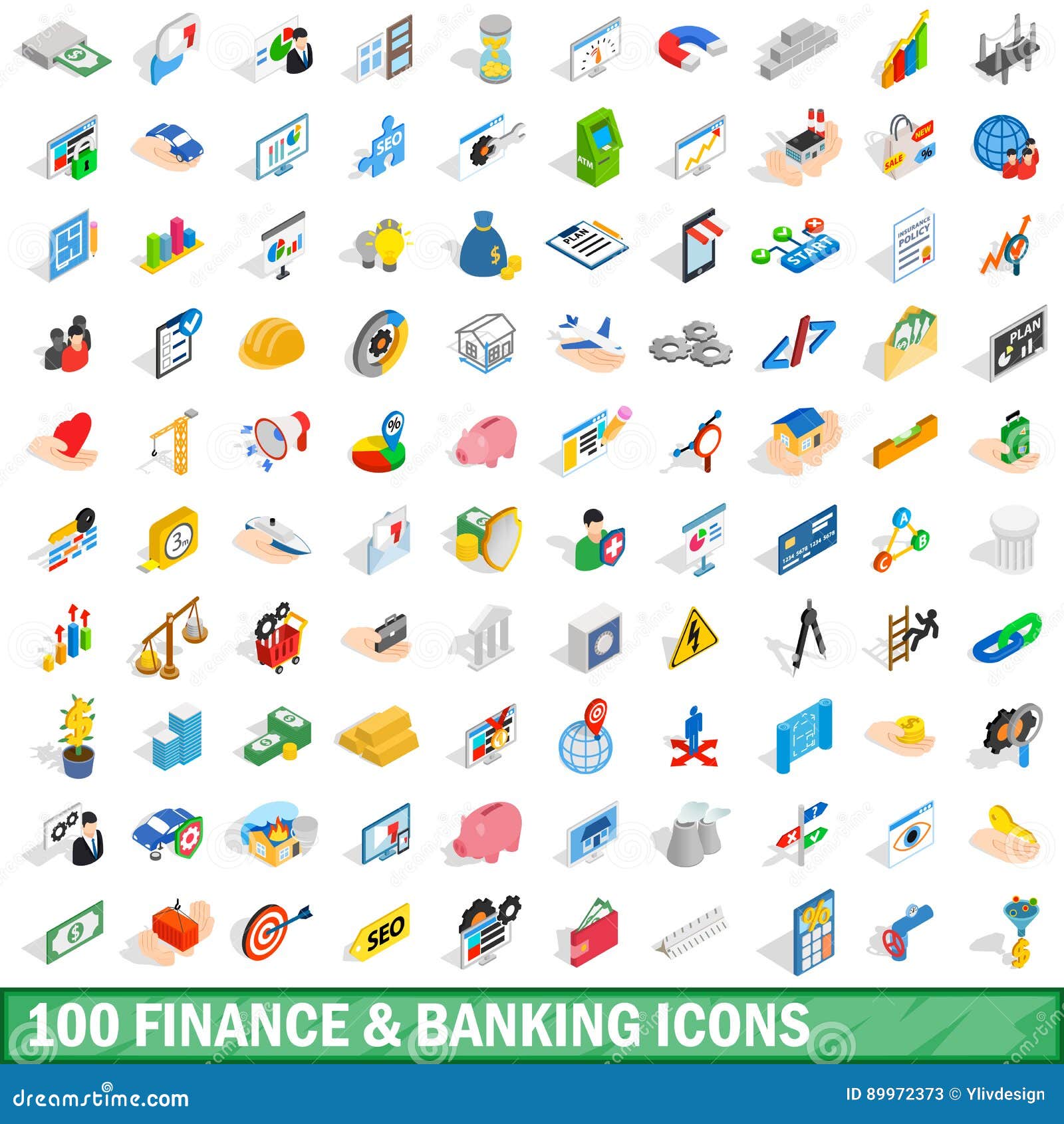 100 Finance and Banking Icons Set, Isometric Style Stock Vector ...