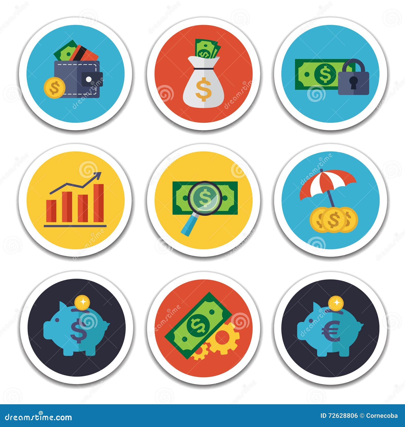 Finance and Banking Icons Set Stock Vector - Illustration of isolated ...