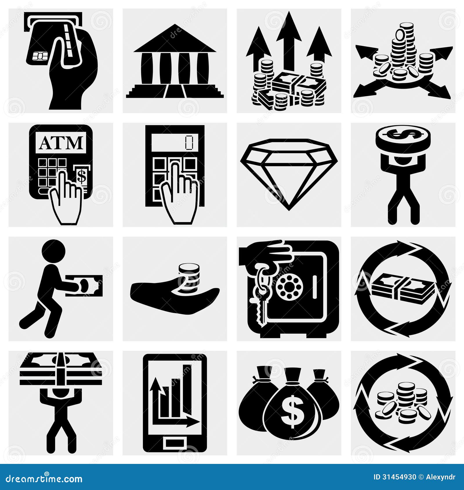 Finance And Banking Complex Flat Line Red Black Icons Vector ...