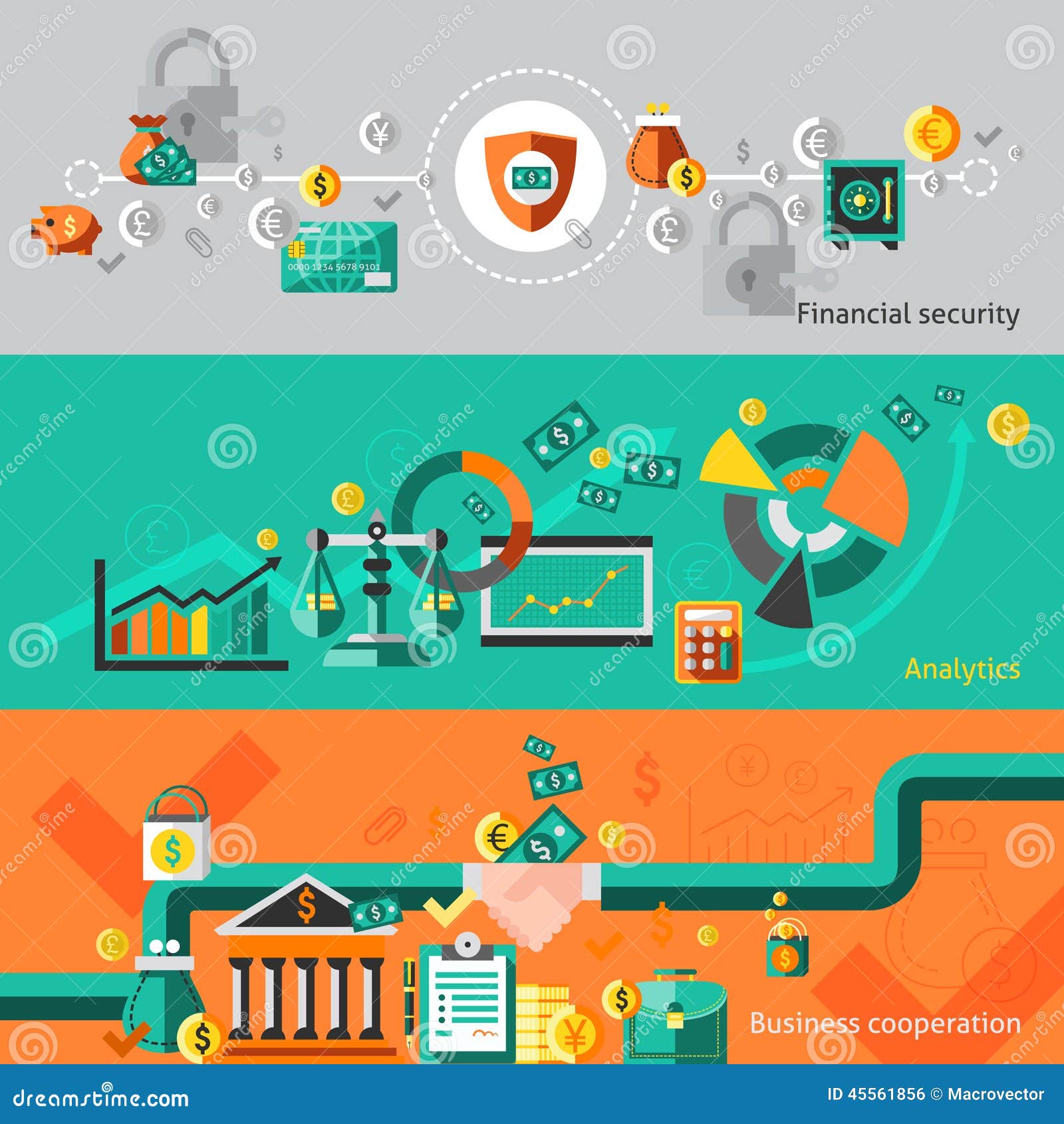 Finance banner set stock vector. Illustration of financial - 45561856