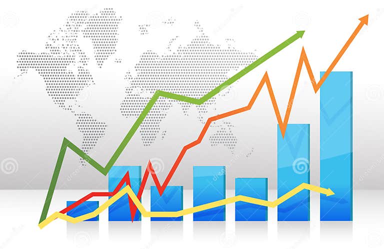 Finance Bar Graph with Arrows Stock Vector - Illustration of profits ...