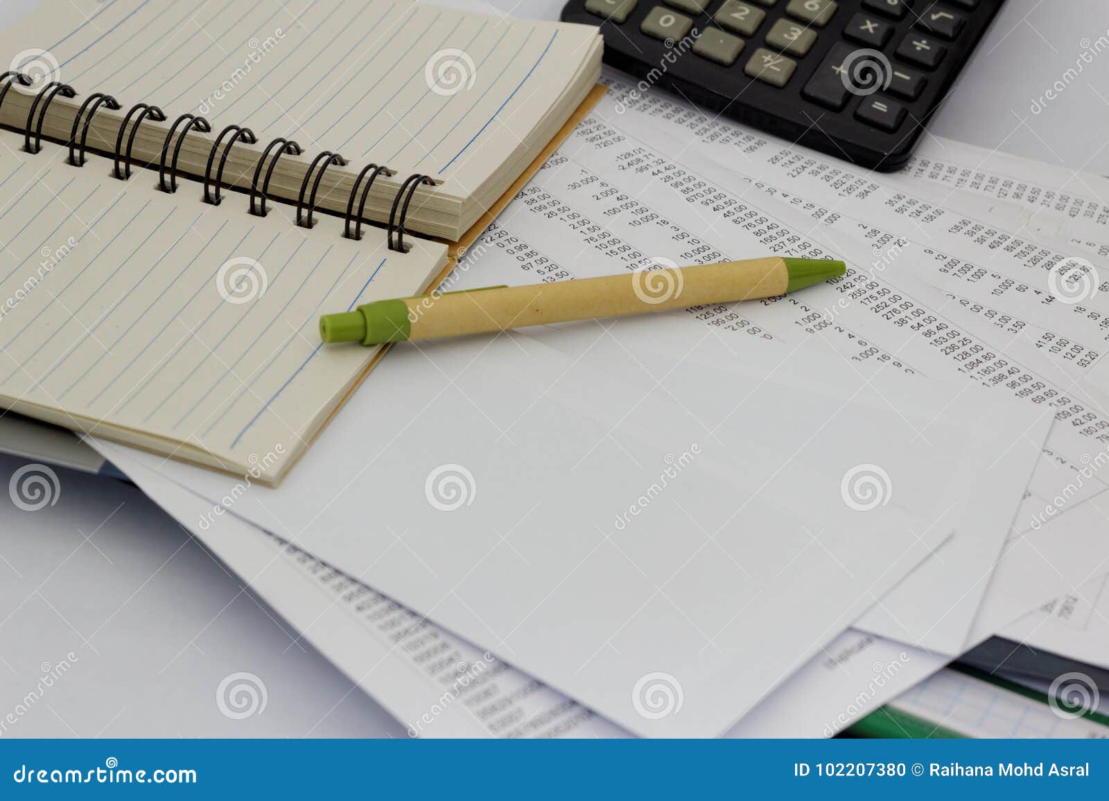 Finance,auditing and Accounting Concept. Blank Notebook, Papers, Pen ...