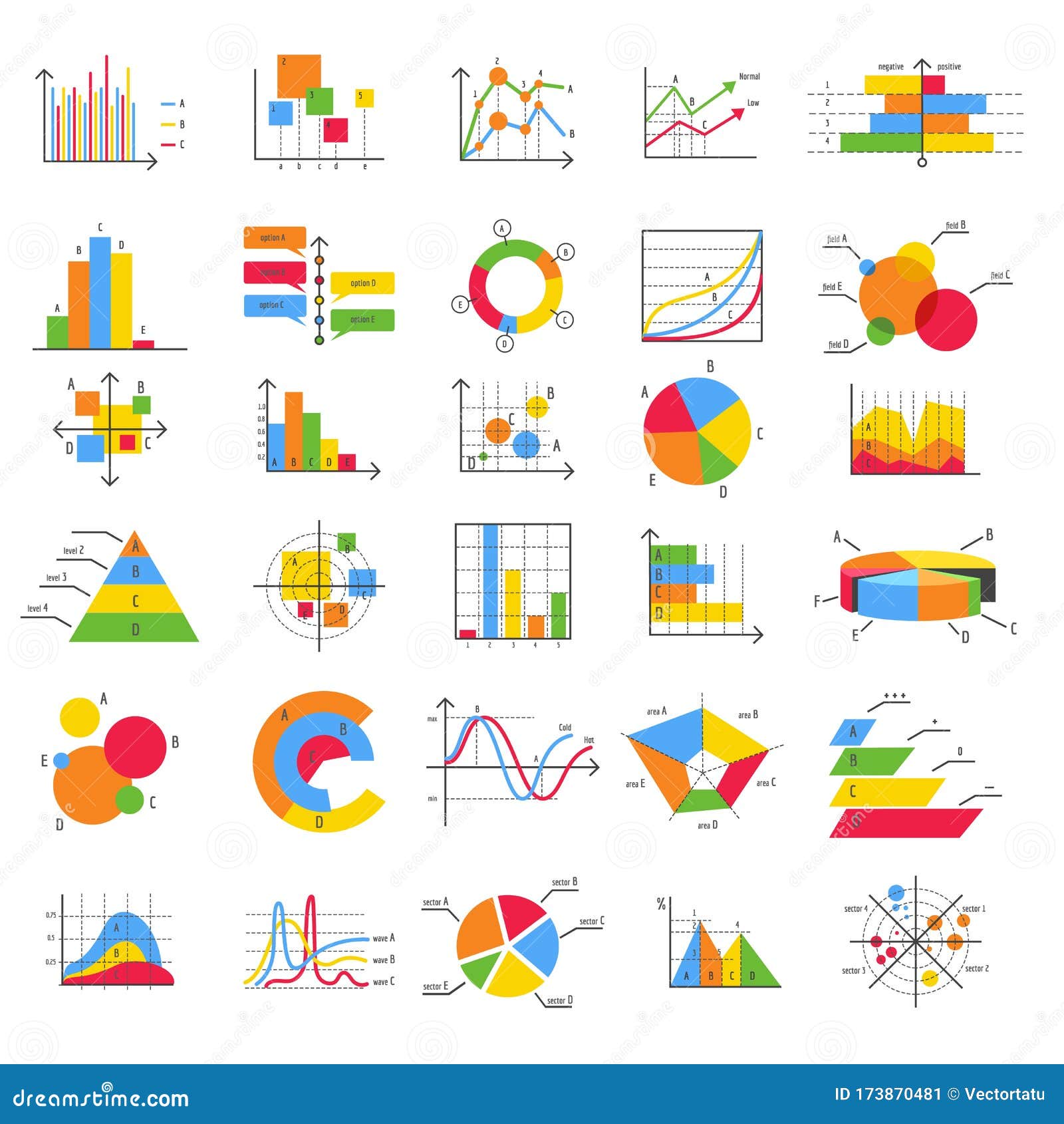 Finance Business Flat Diagram Charts Stock Vector - Illustration of ...