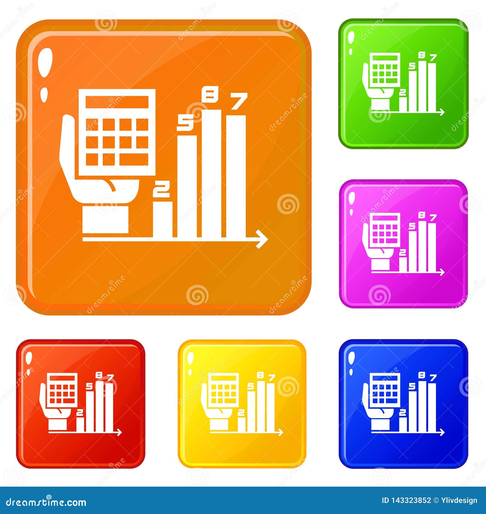 Finance Chart Icons Set Vector Color Stock Vector - Illustration of ...