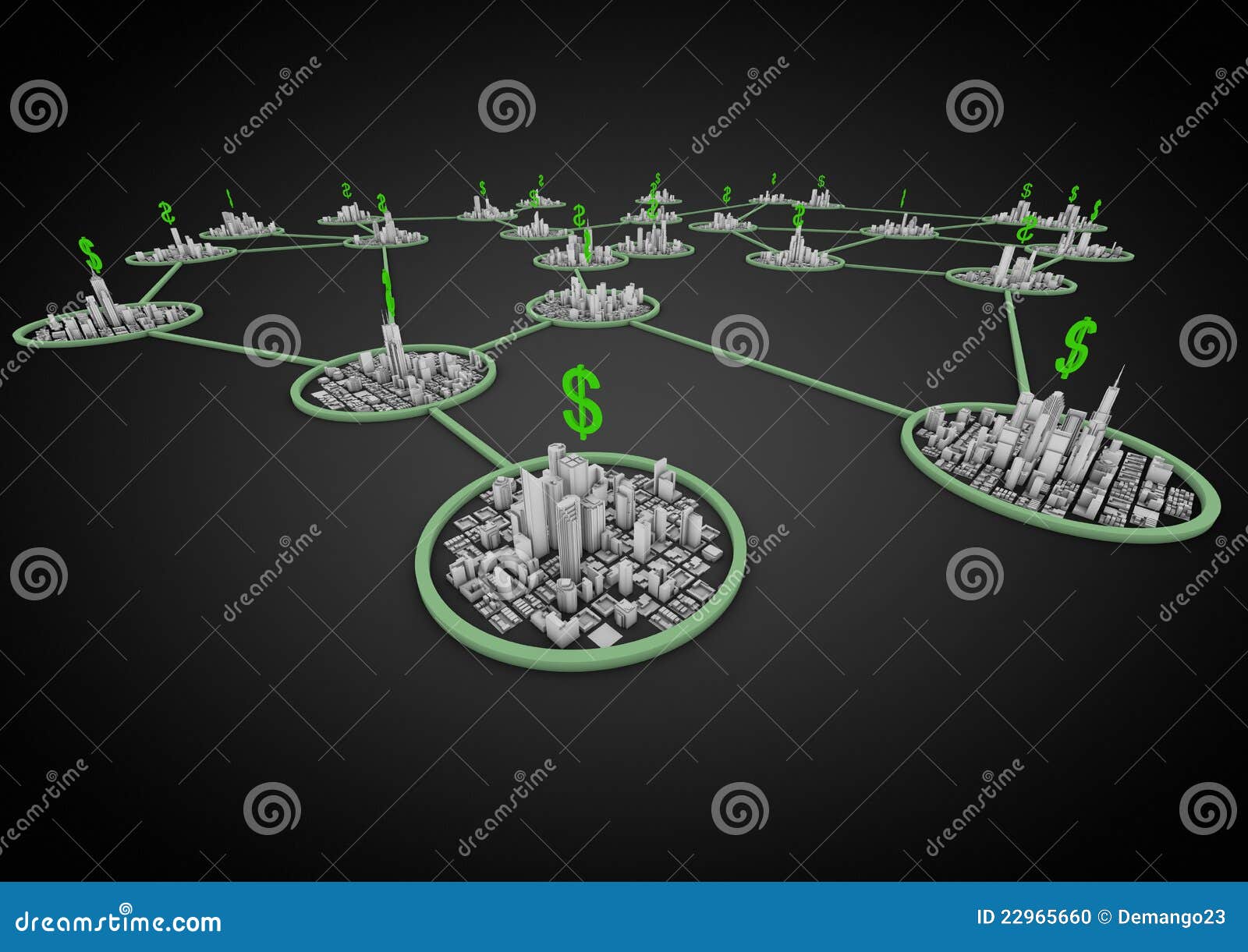 Finance city network stock illustration. Illustration of render - 22965660
