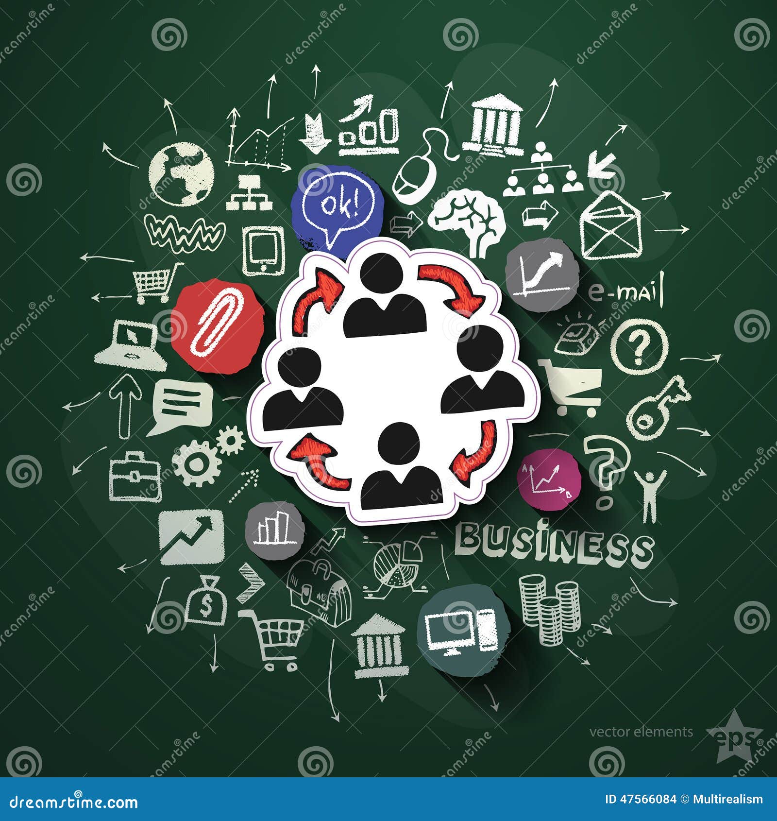Finance Collage with Icons on Blackboard Stock Vector - Illustration of ...