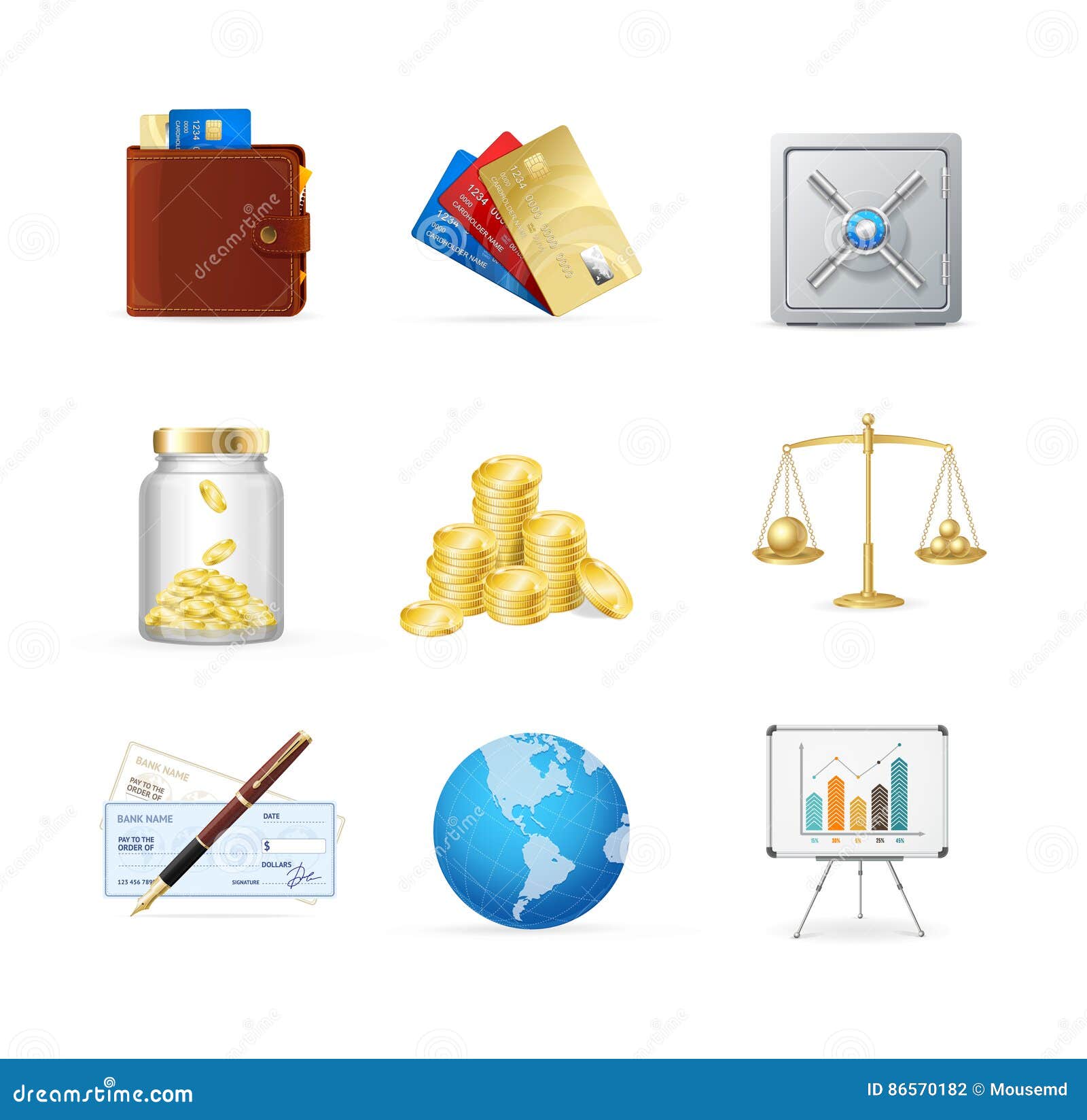 Finance Color Icon Set. Vector Stock Vector - Illustration of bank ...