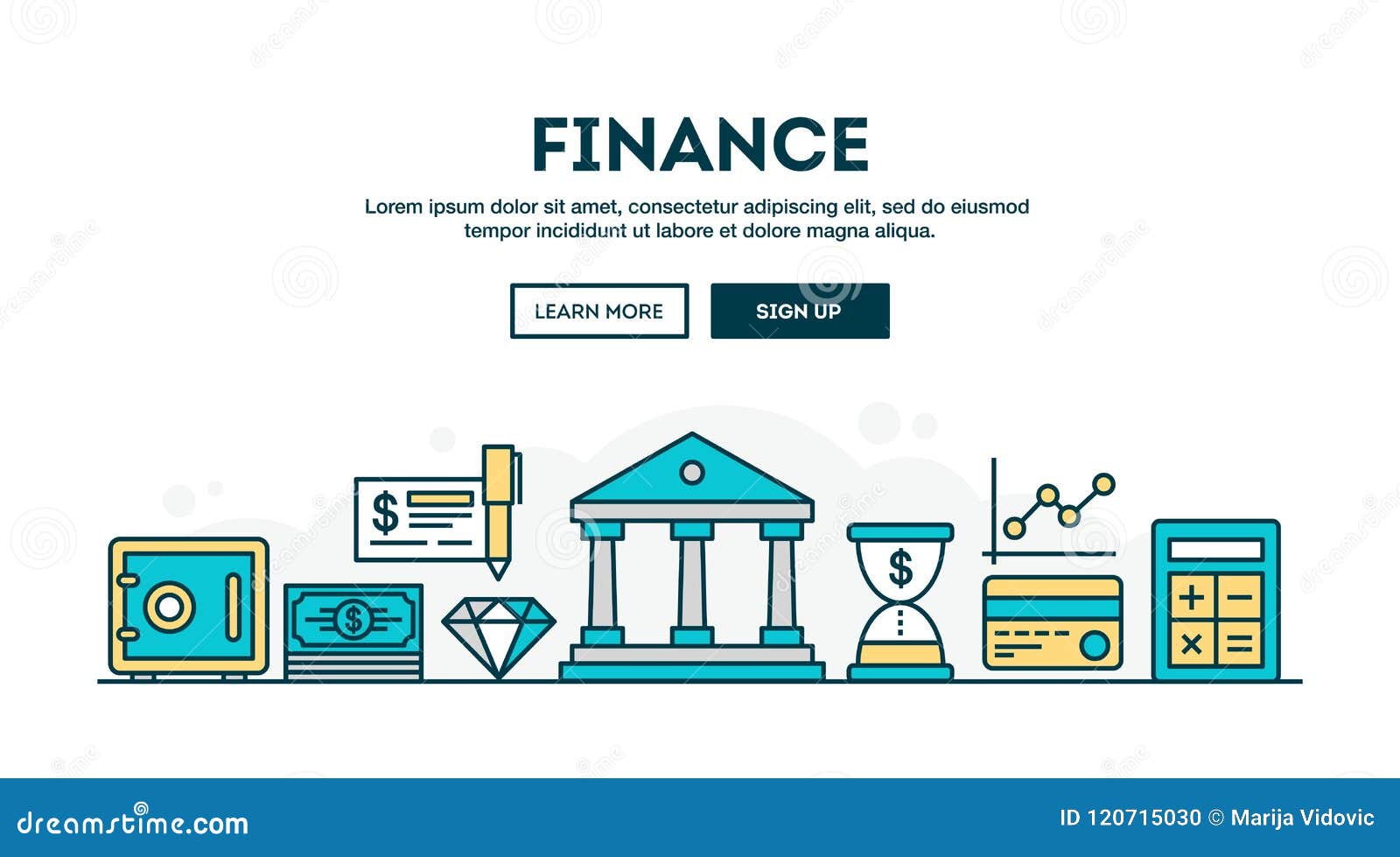 Finance, Colorful Concept Header, Flat Design Thin Line Style Stock ...