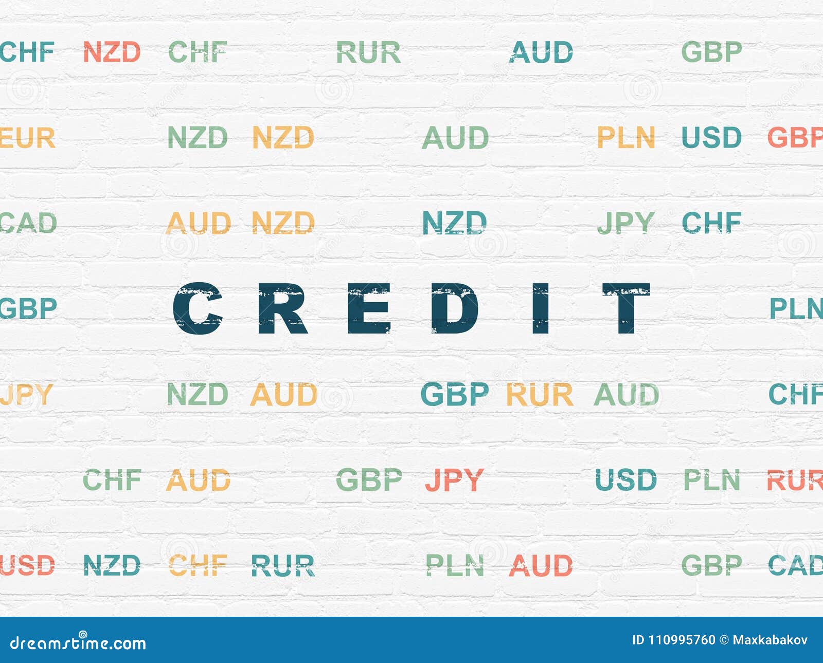 Finance Concept: Credit on Wall Background Stock Illustration ...