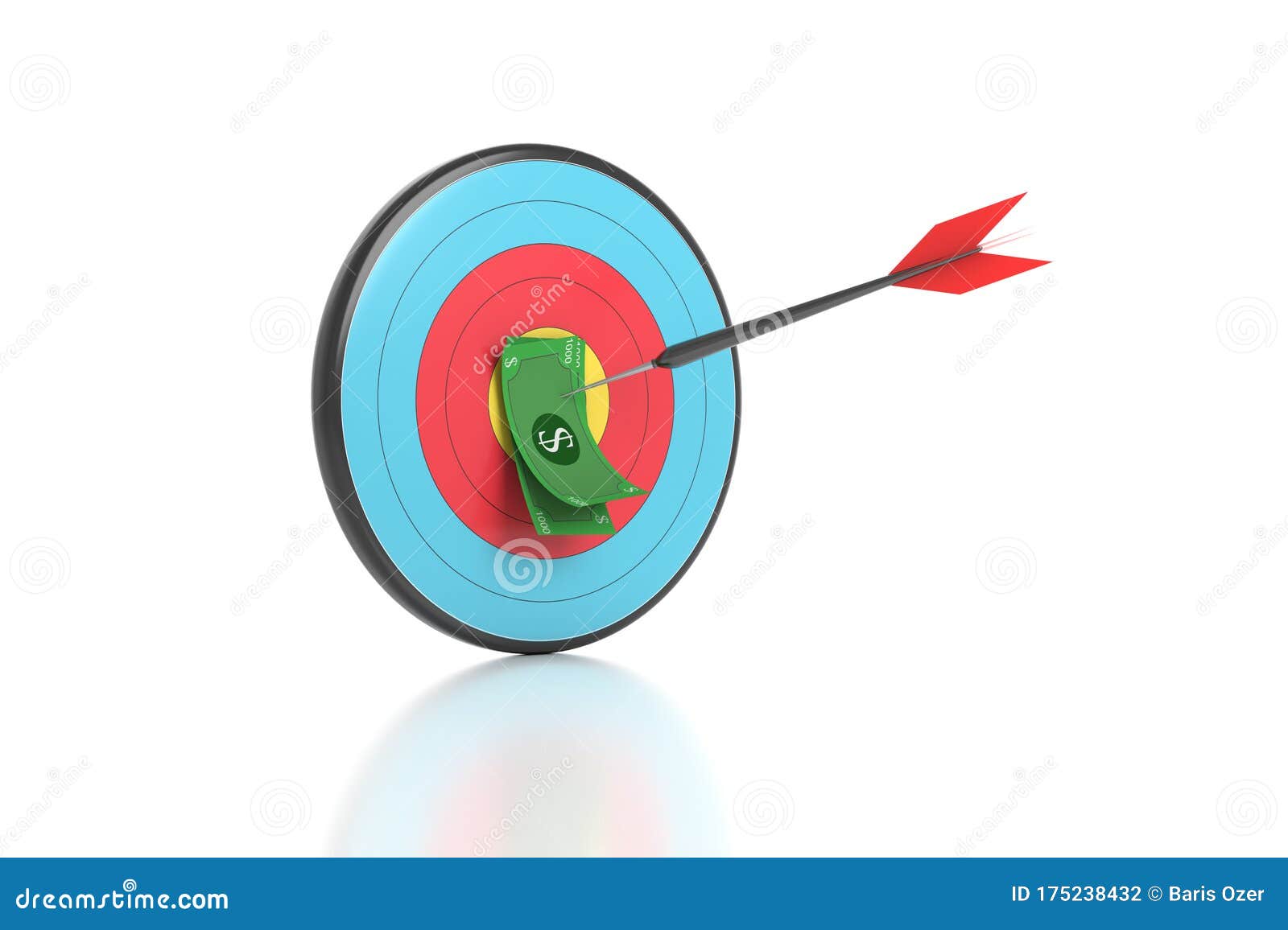Finance Concept Dollar Symbol with Target 3d Render Stock Illustration ...