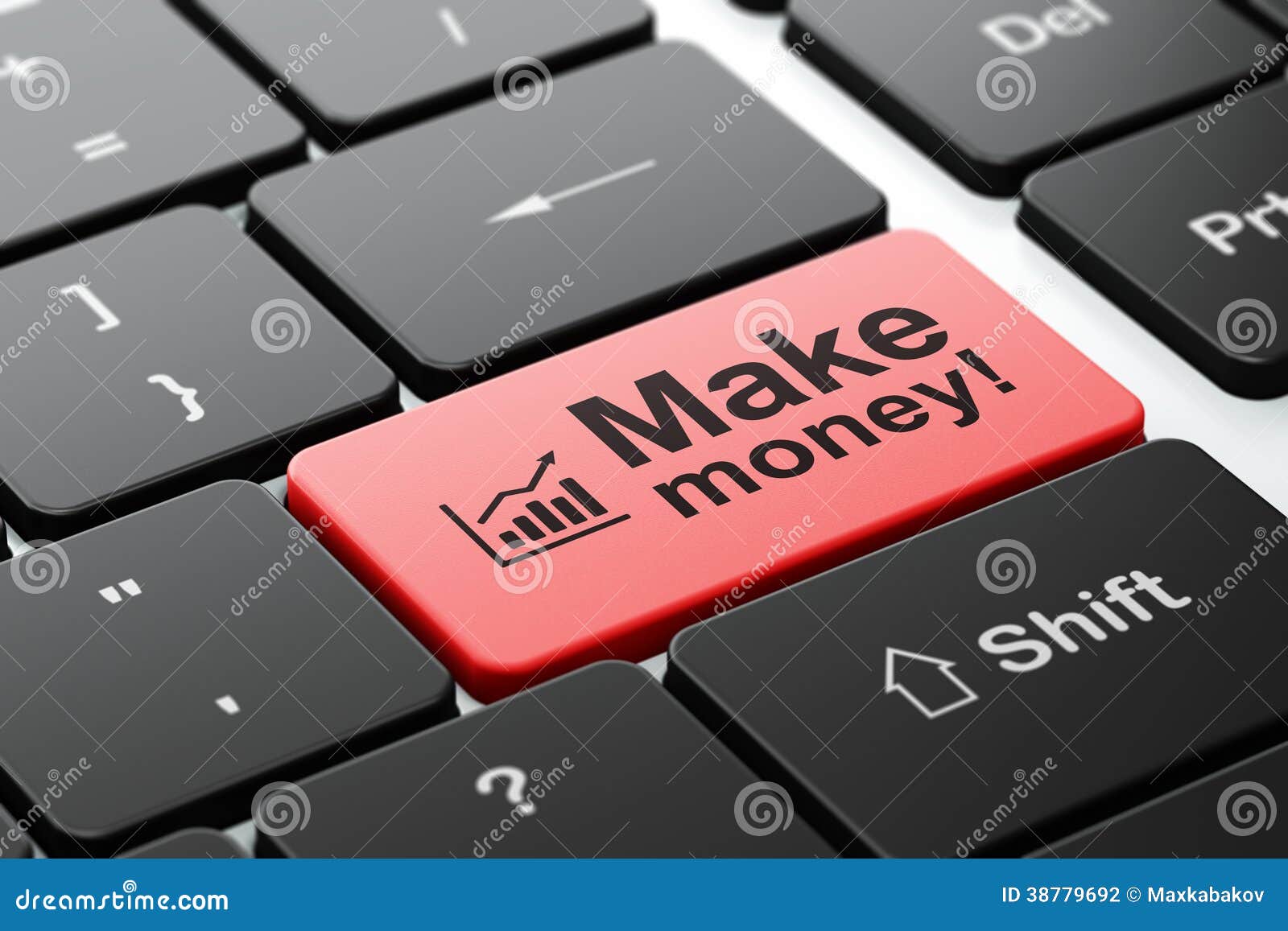 Finance Concept: Growth Graph and Make Money! on Keyboard Stock Photo ...