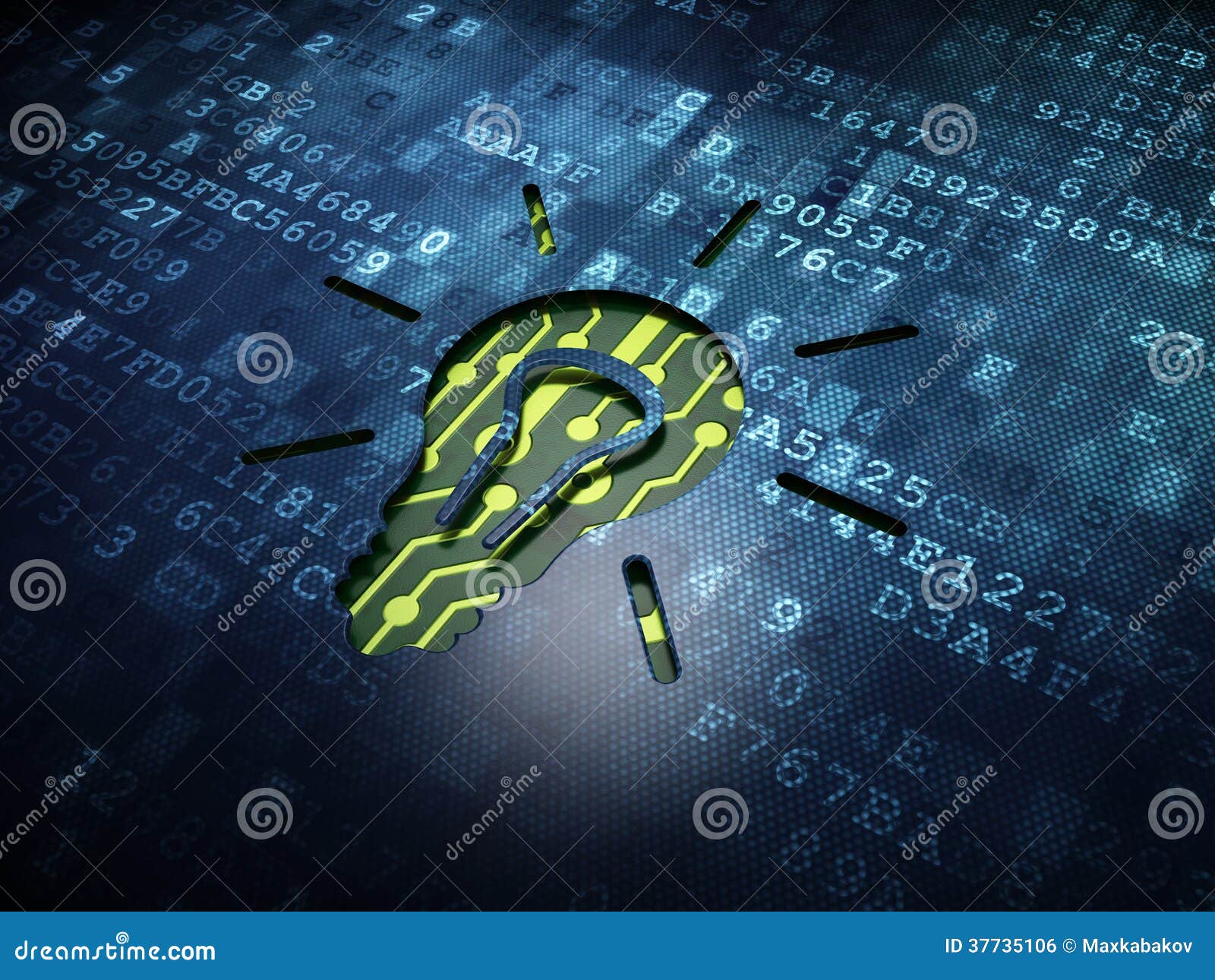 Finance Concept: Light Bulb on Digital Screen Stock Illustration ...