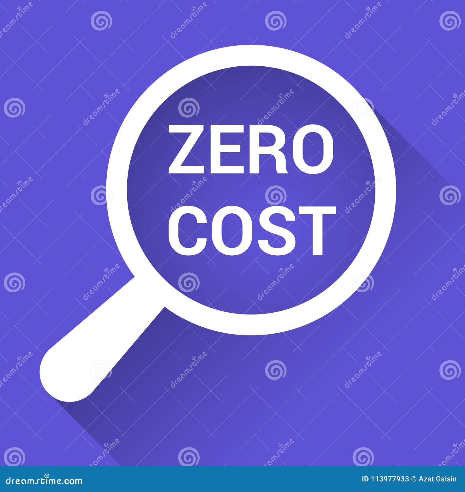 Finance Concept: Magnifying Optical Glass with Words Zero Cost Stock ...
