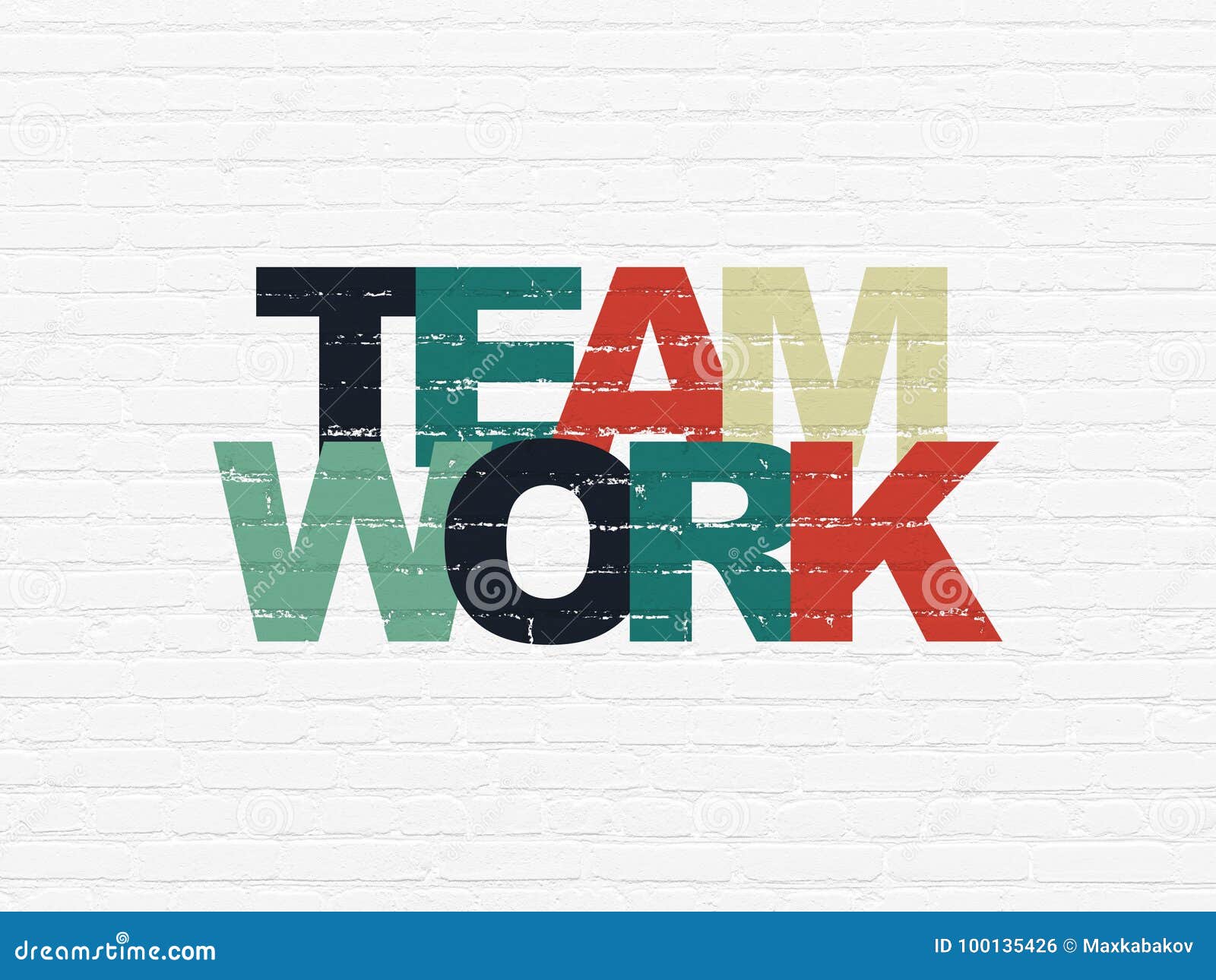 Finance Concept: Teamwork on Wall Background Stock Illustration ...