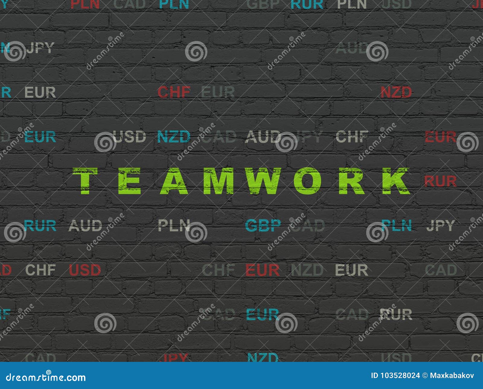 Finance Concept: Teamwork on Wall Background Stock Illustration ...