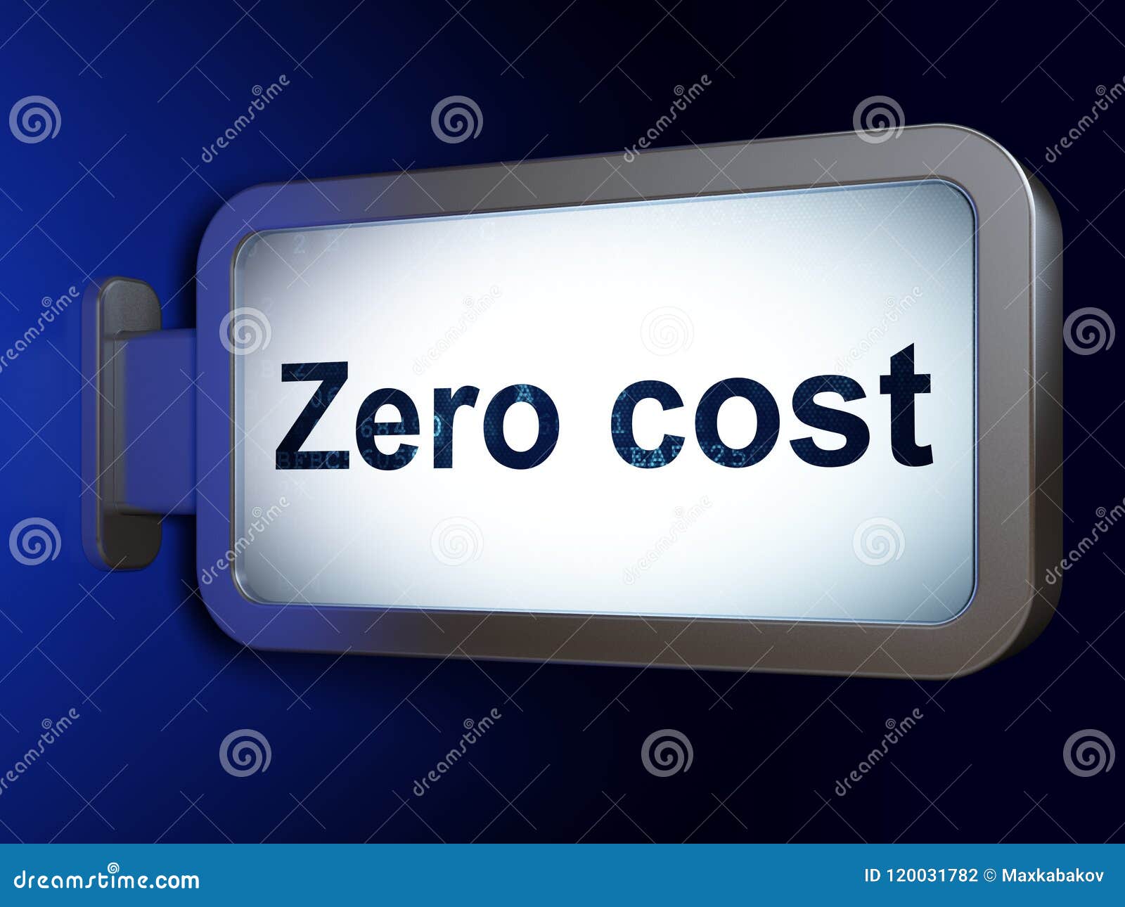 Finance Concept: Zero Cost on Billboard Background Stock Illustration ...
