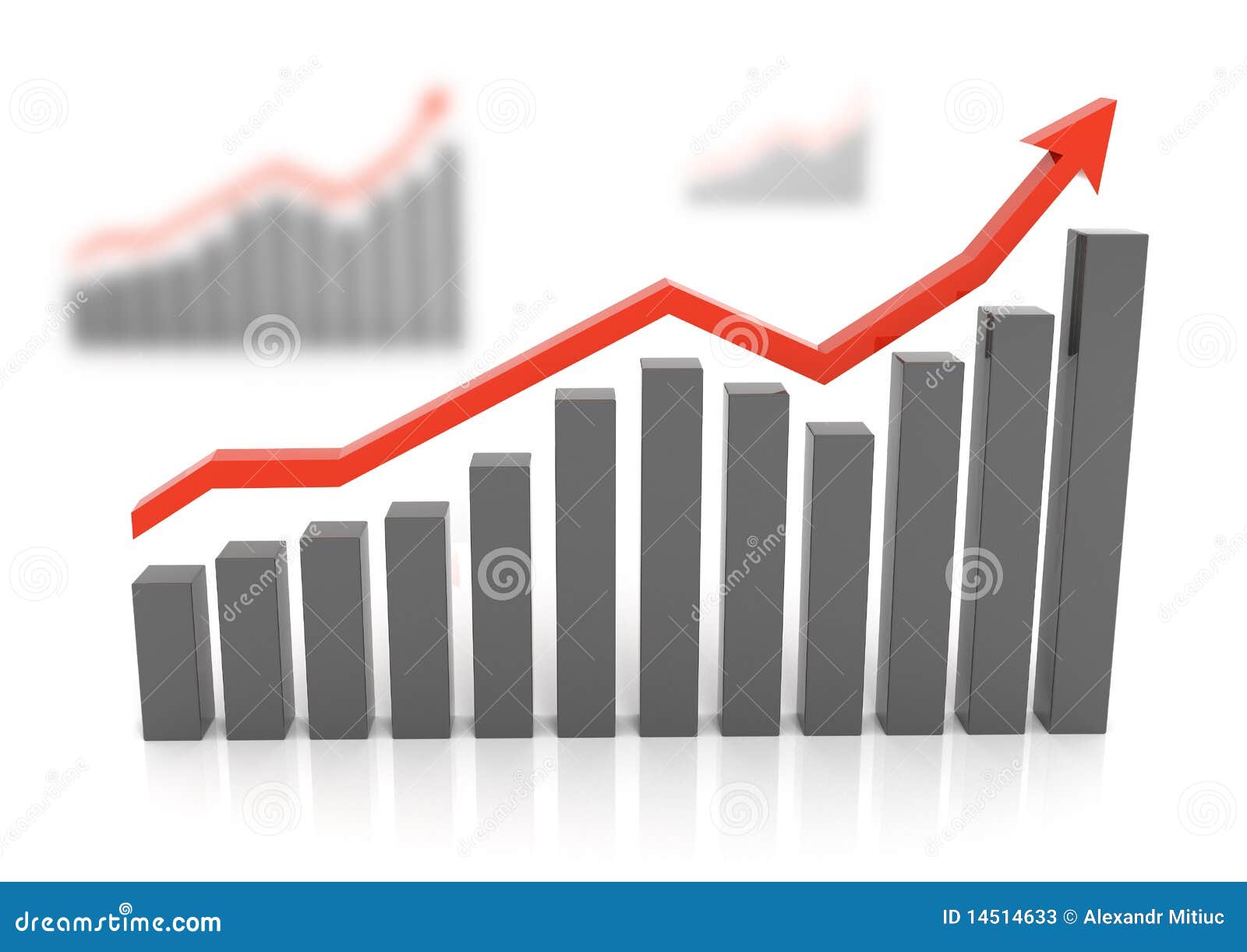 Finance Diagram with One Rising Red Arrow Stock Illustration ...