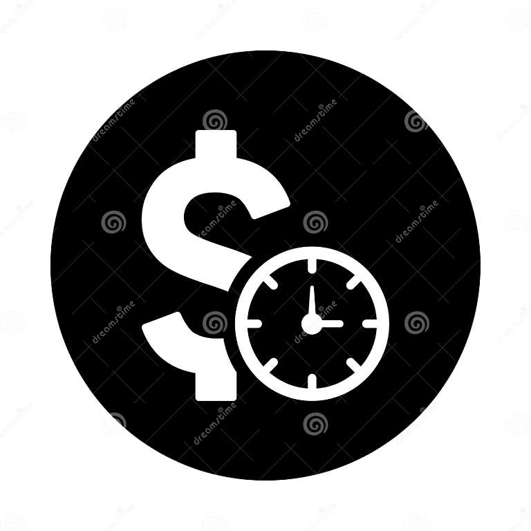 Finance, Dollar, Clock Icon. Black Vector Graphics Stock Vector ...