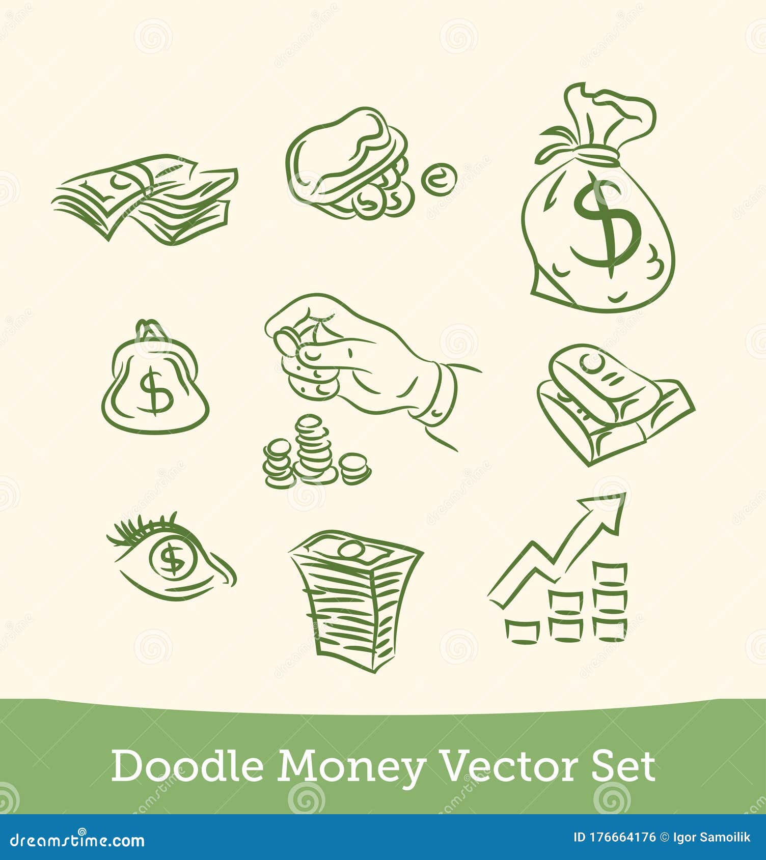 Finance Doodle Set Isolated on White Background. Vector Stock Vector ...