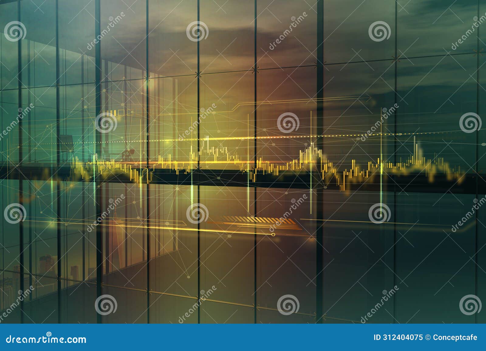 Finance Elements Charts in Gold. Bitmap Illustration. Stock ...