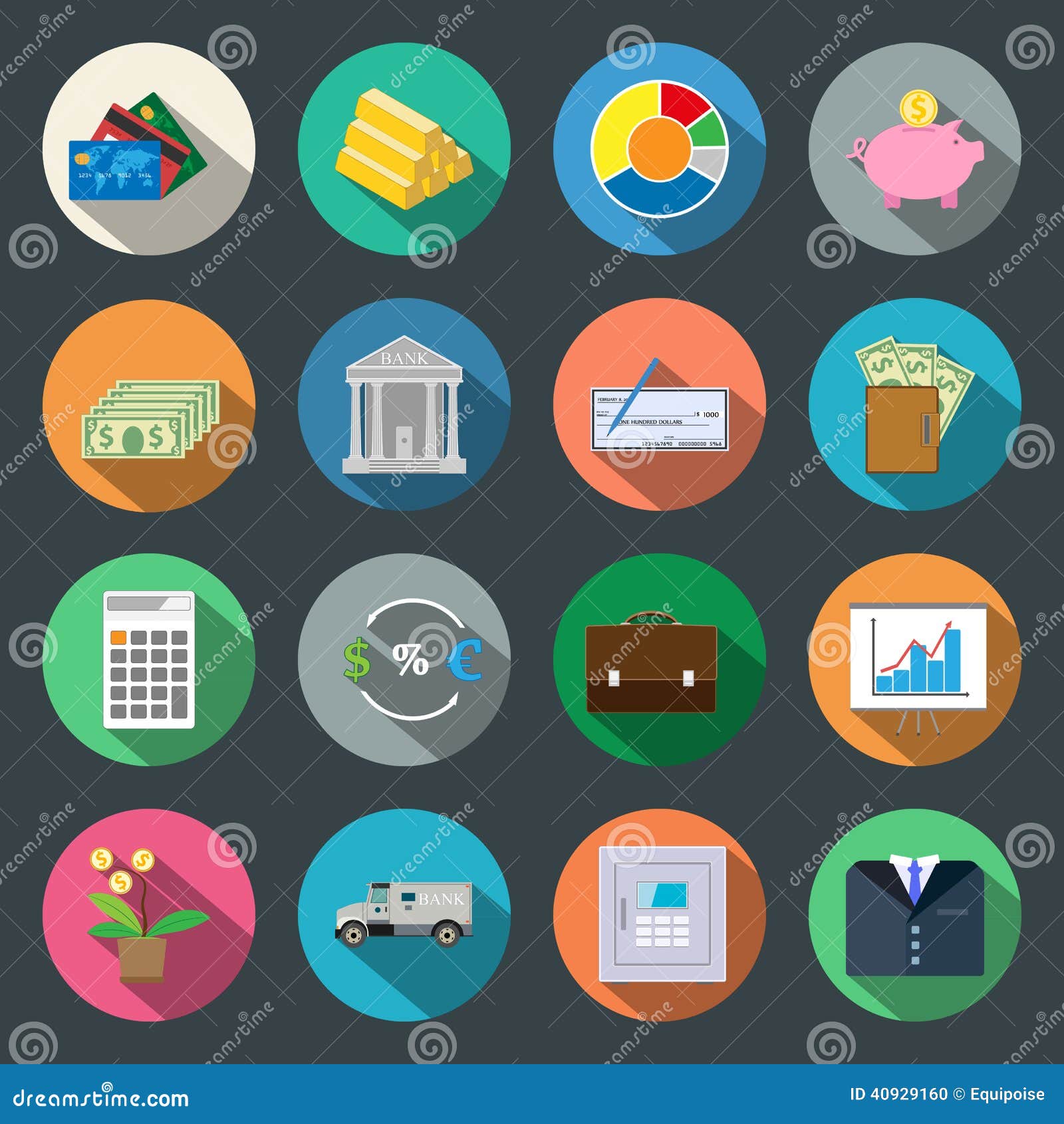 Finance flat icons set stock vector. Illustration of collection - 40929160