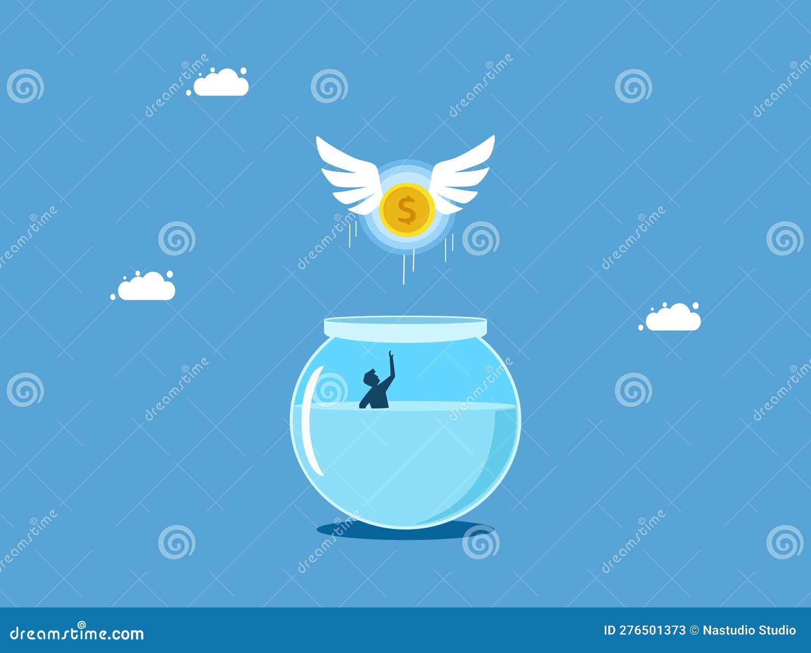 Finance and Freedom Concept. the Coin Flew Out of the Prison Stock ...