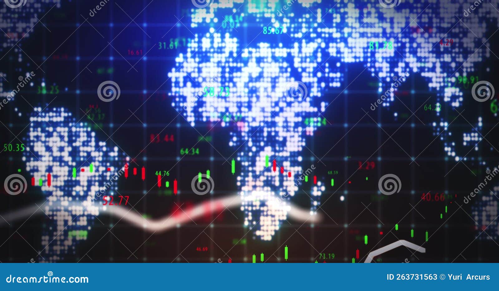 Finance, Global and Digital with a World, Map or Globe for Tracking ...